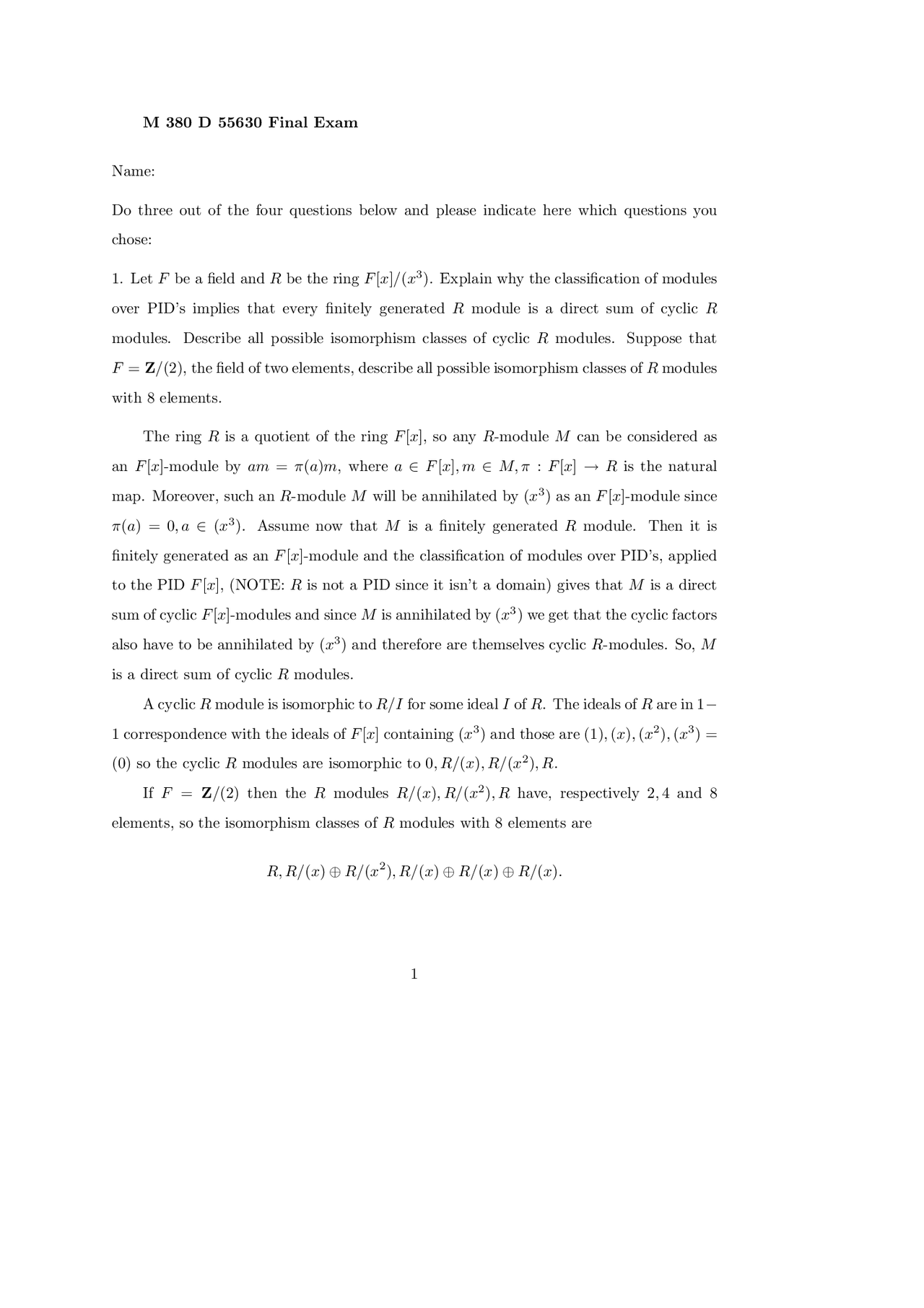 Final Exam - 4 Problems on First-Year Interest Groups Systems | N 1 ...