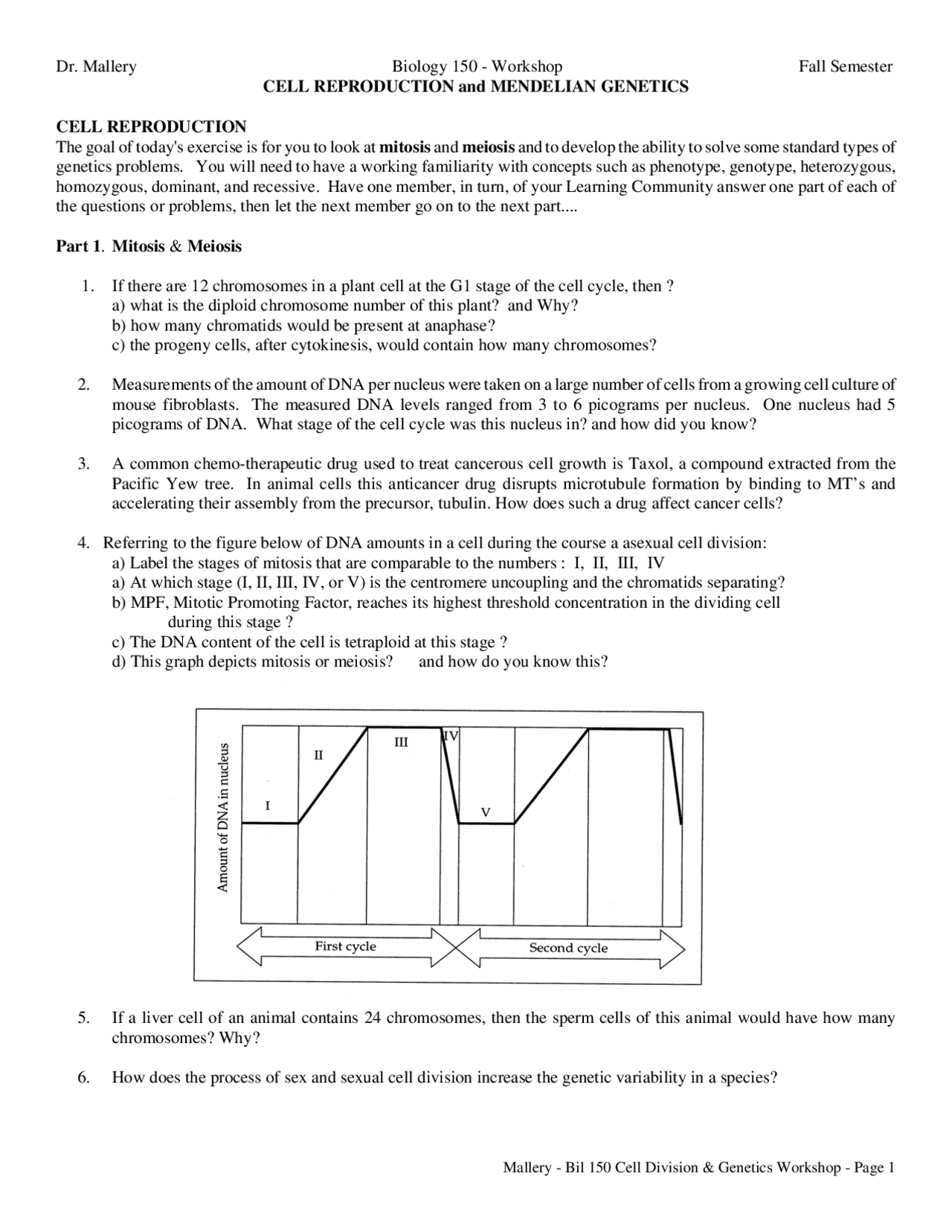 Cell Reproduction and Mendelian Genetics Workshop | General Biology ...