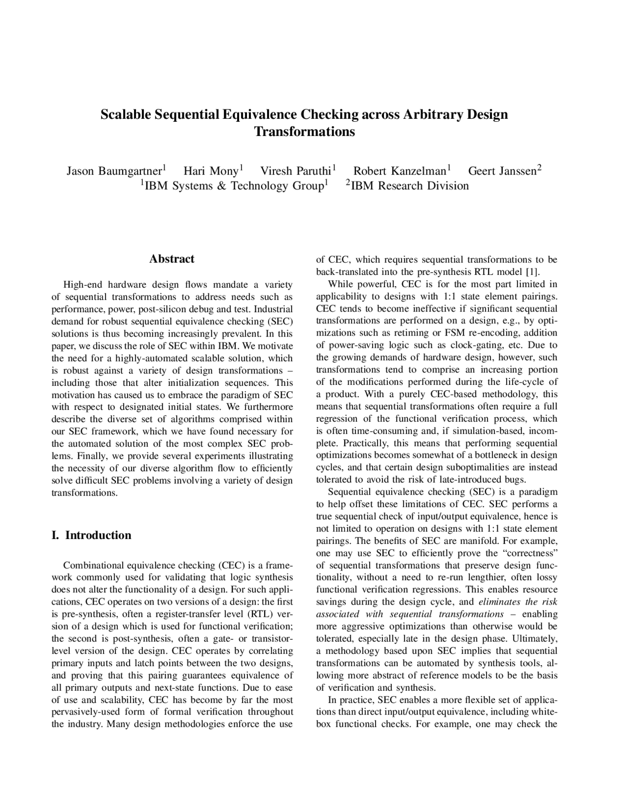 Scalable Sequential Equivalence Checking Across Arbitrary Design