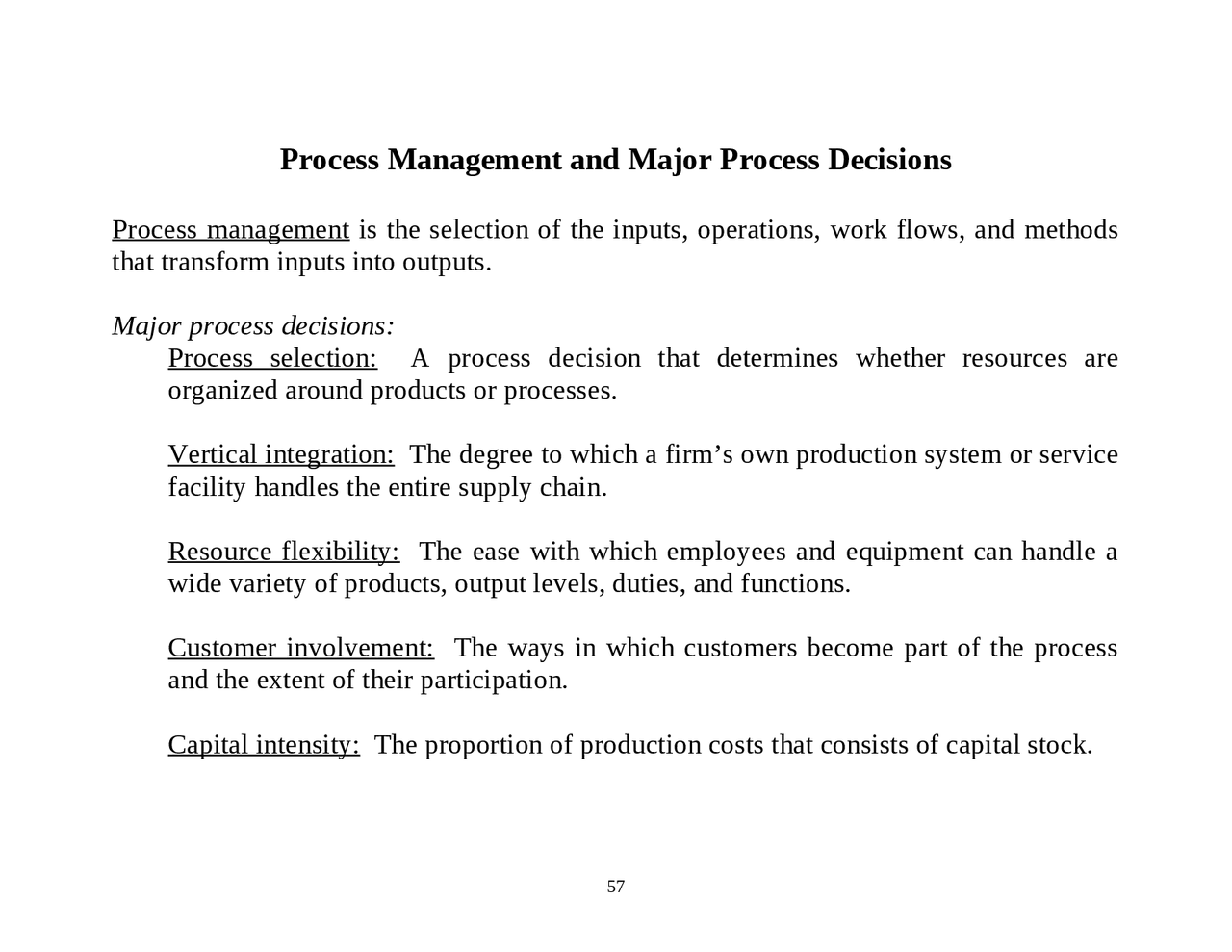 Process Management and Major Process Decisions | MD 707 | Study notes ...