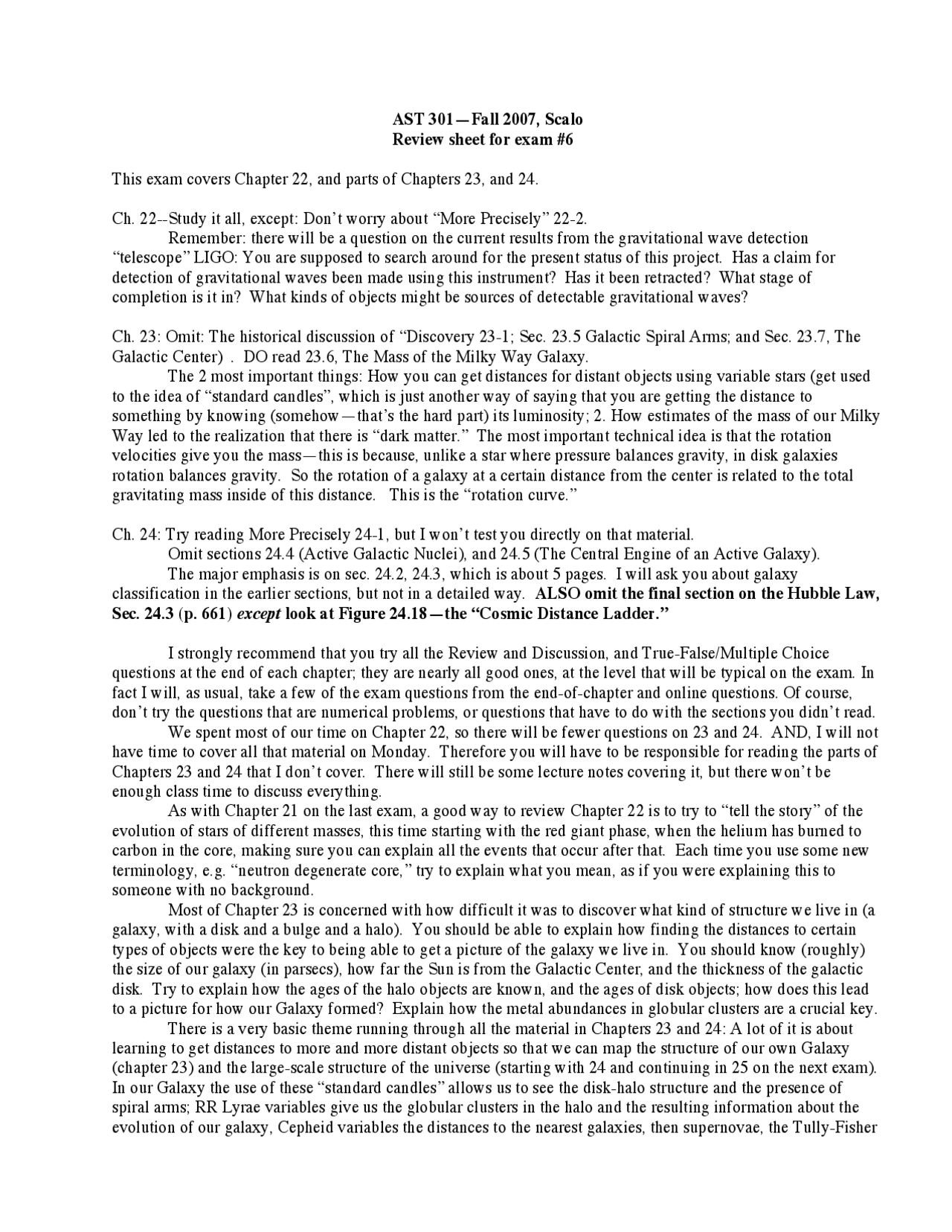 Review Sheet For Exam 6 Introduction To Astronomy Ast 301 Docsity