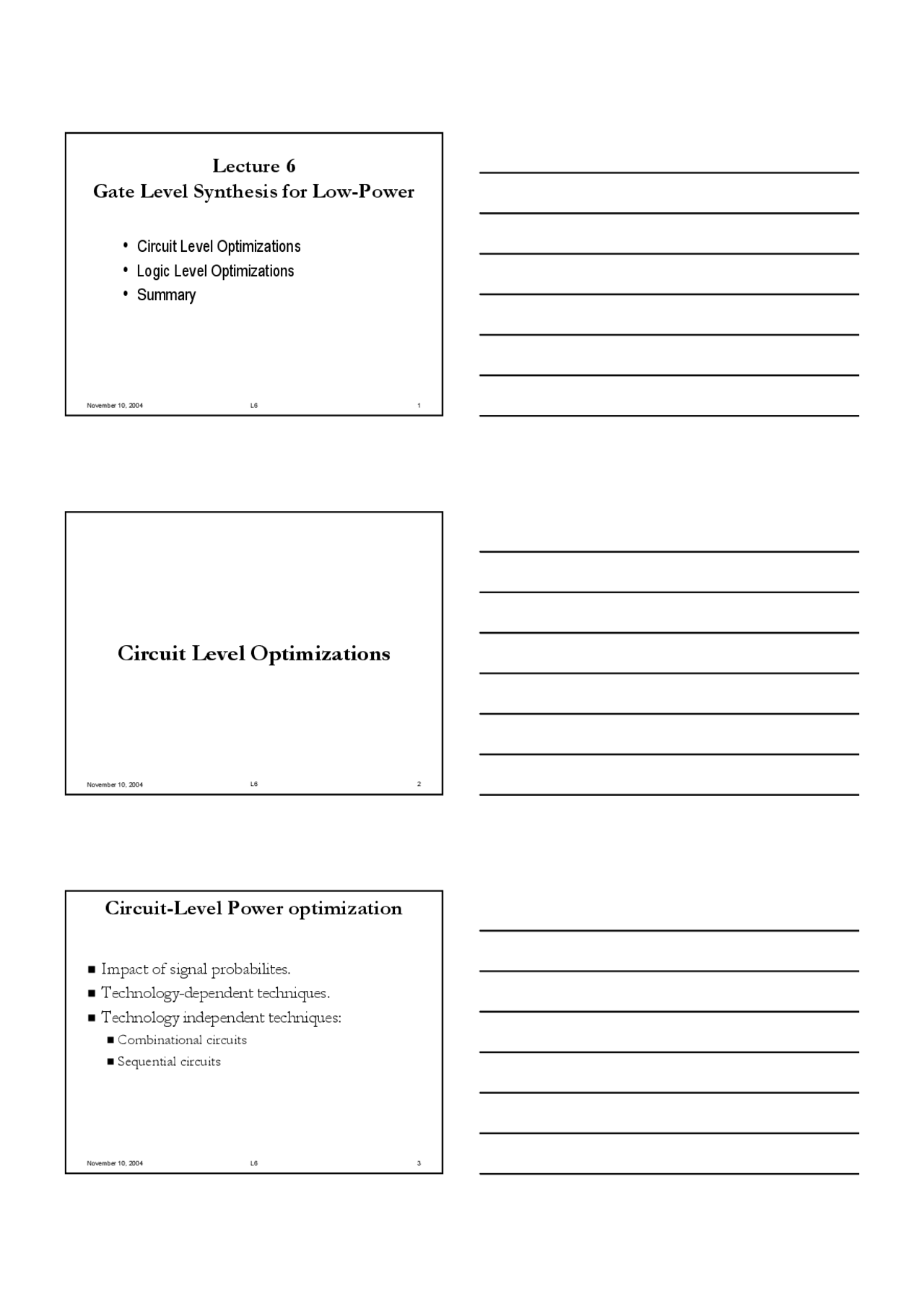 Progetto di sistemi elettronici a basso consumo - Gate level synthesis ...