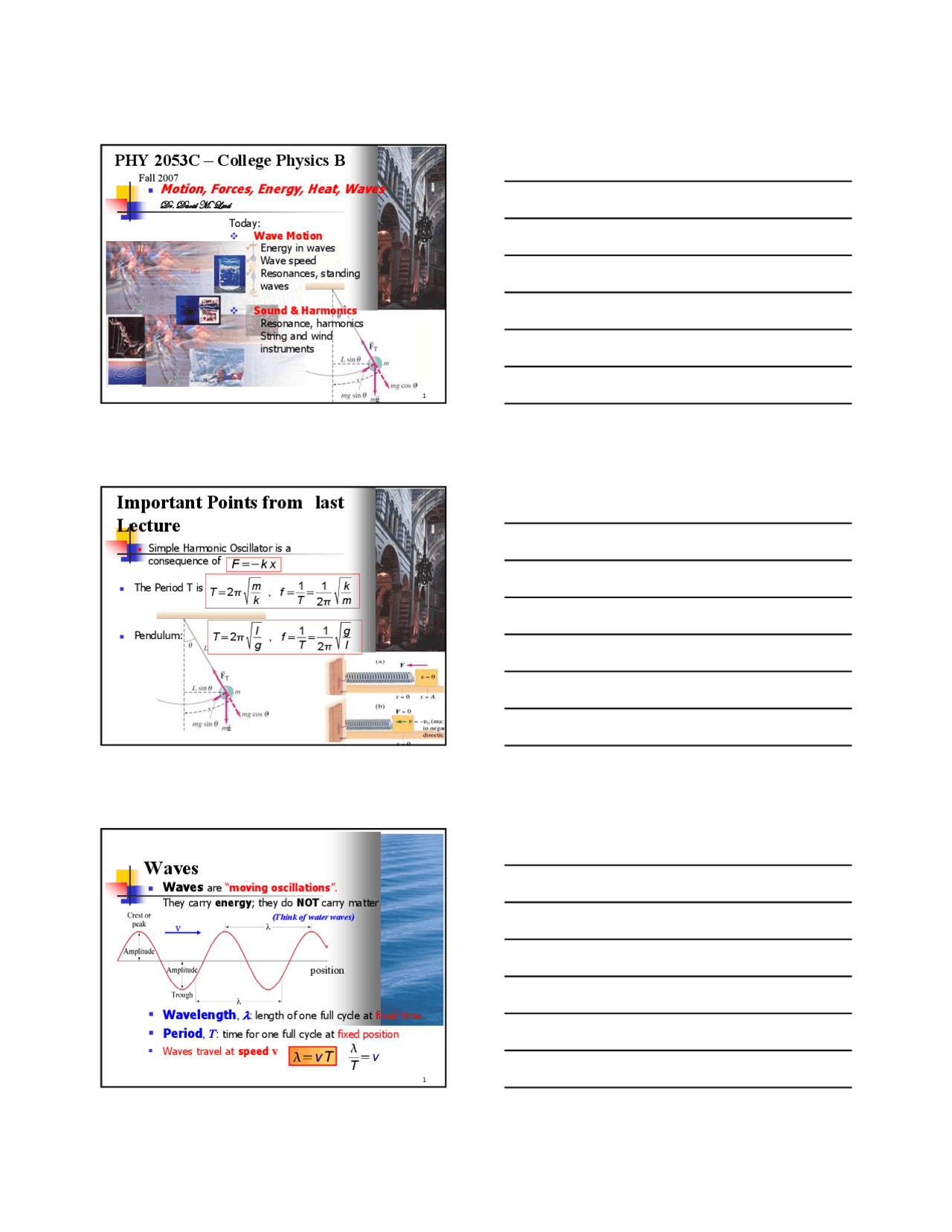 Notes on Motion, Forces, Energy, Heat and Waves - Slides | PHY 2053C ...
