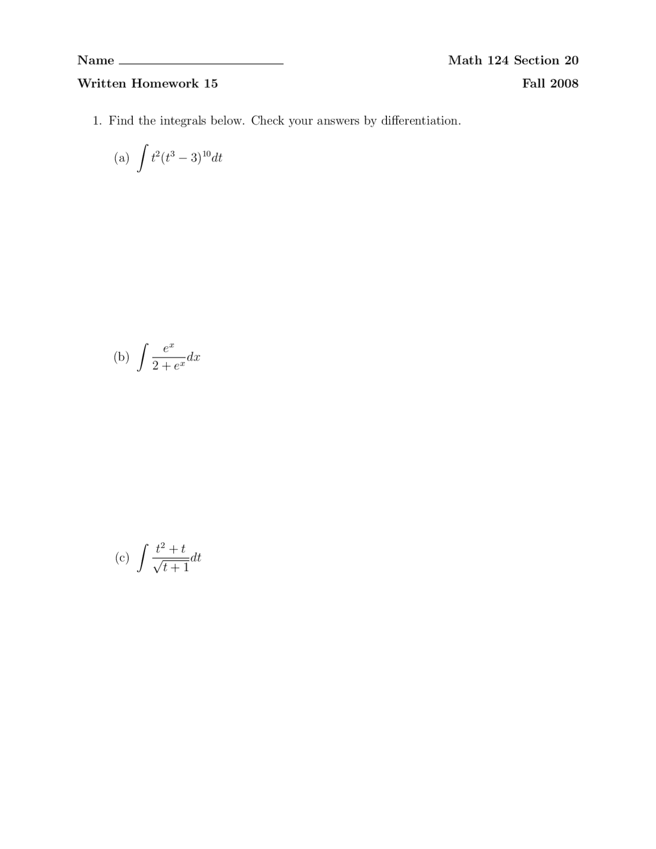 2 Problems To Calculate The Definite Integrals Assignment 15 Math