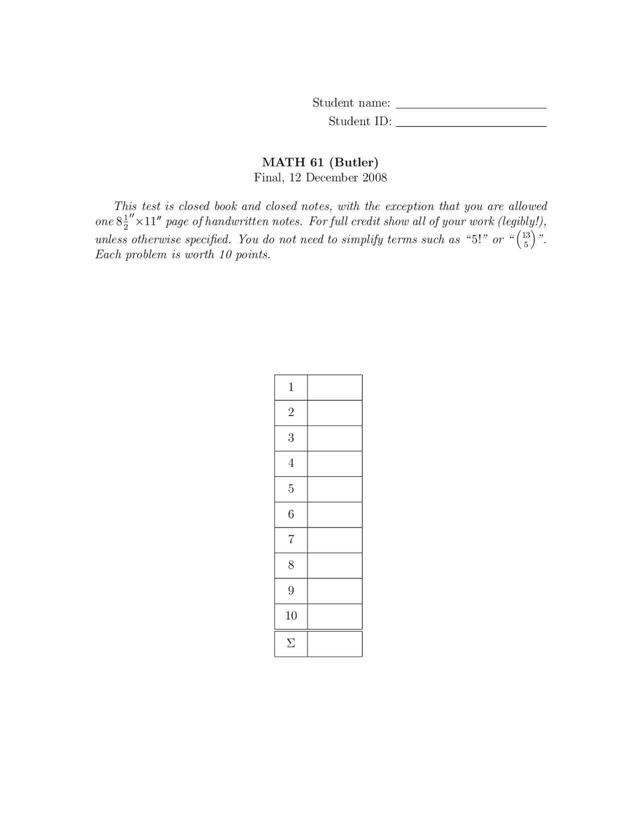 10 Questions With Answers Discrete Structures Final Examination