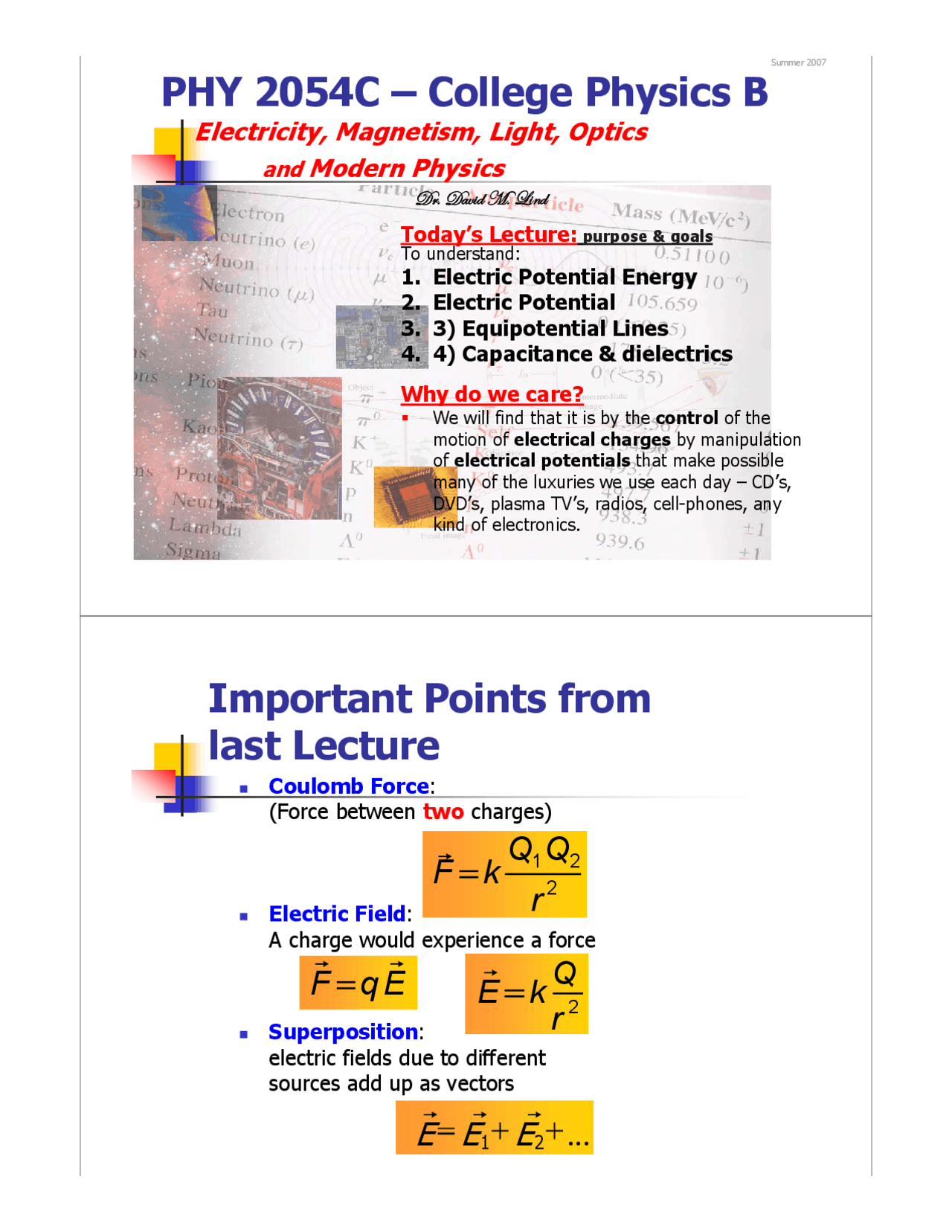 Notes on Electricity, Magnetism, Light and Optics - College Physics ...