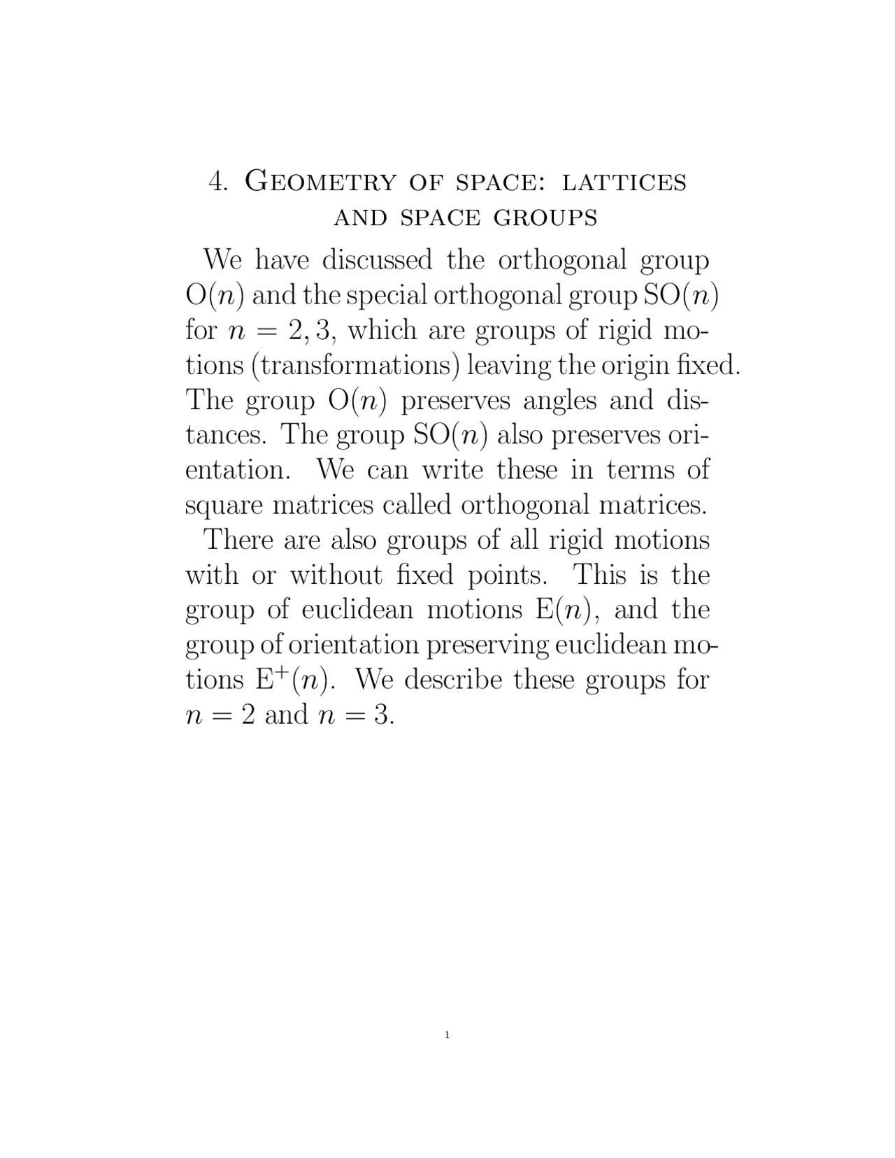 Geometry Of Space Lattices And Space Groups Mathematics Biophysics
