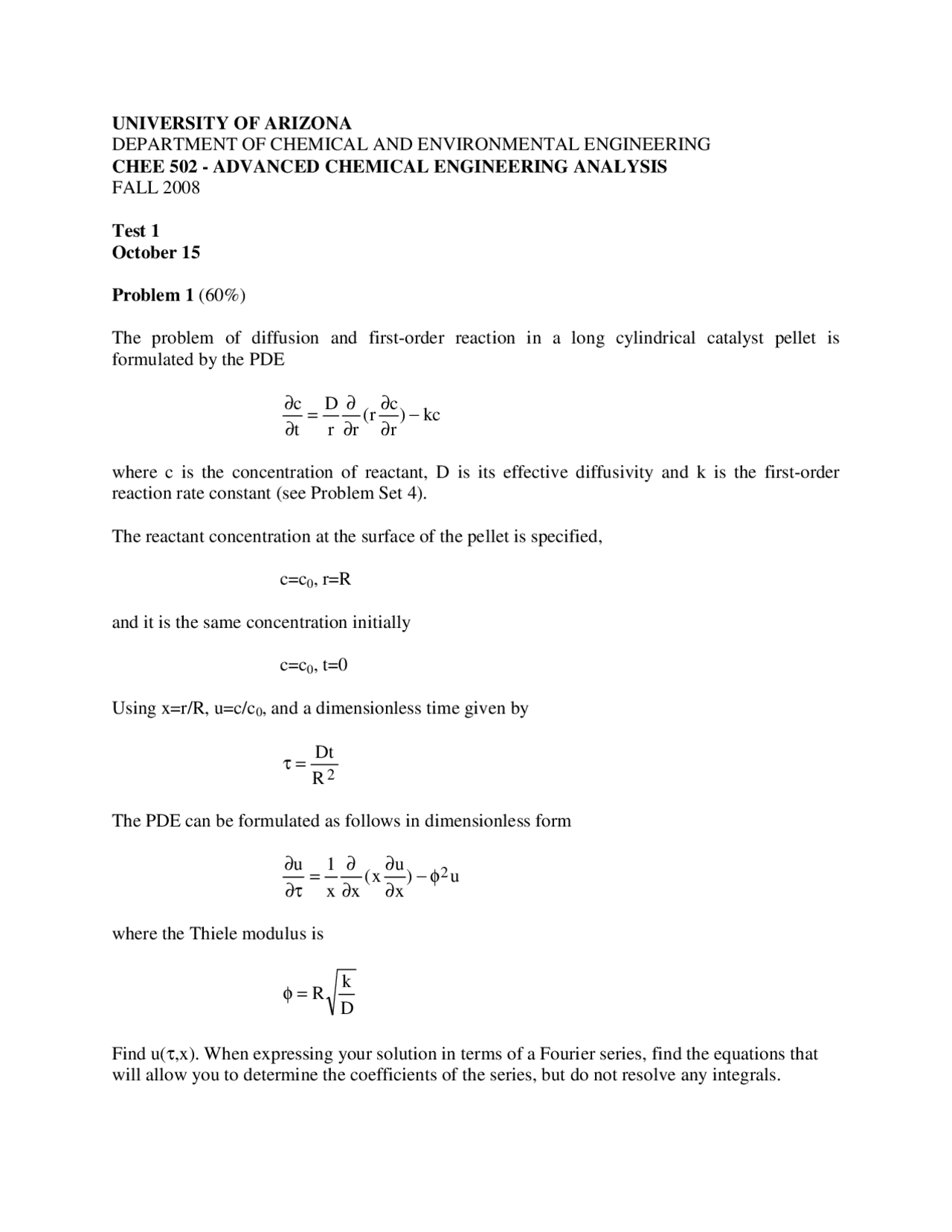 2 Solved Problems On Advanced Chemical Engineering In Exam 1 Chee 502