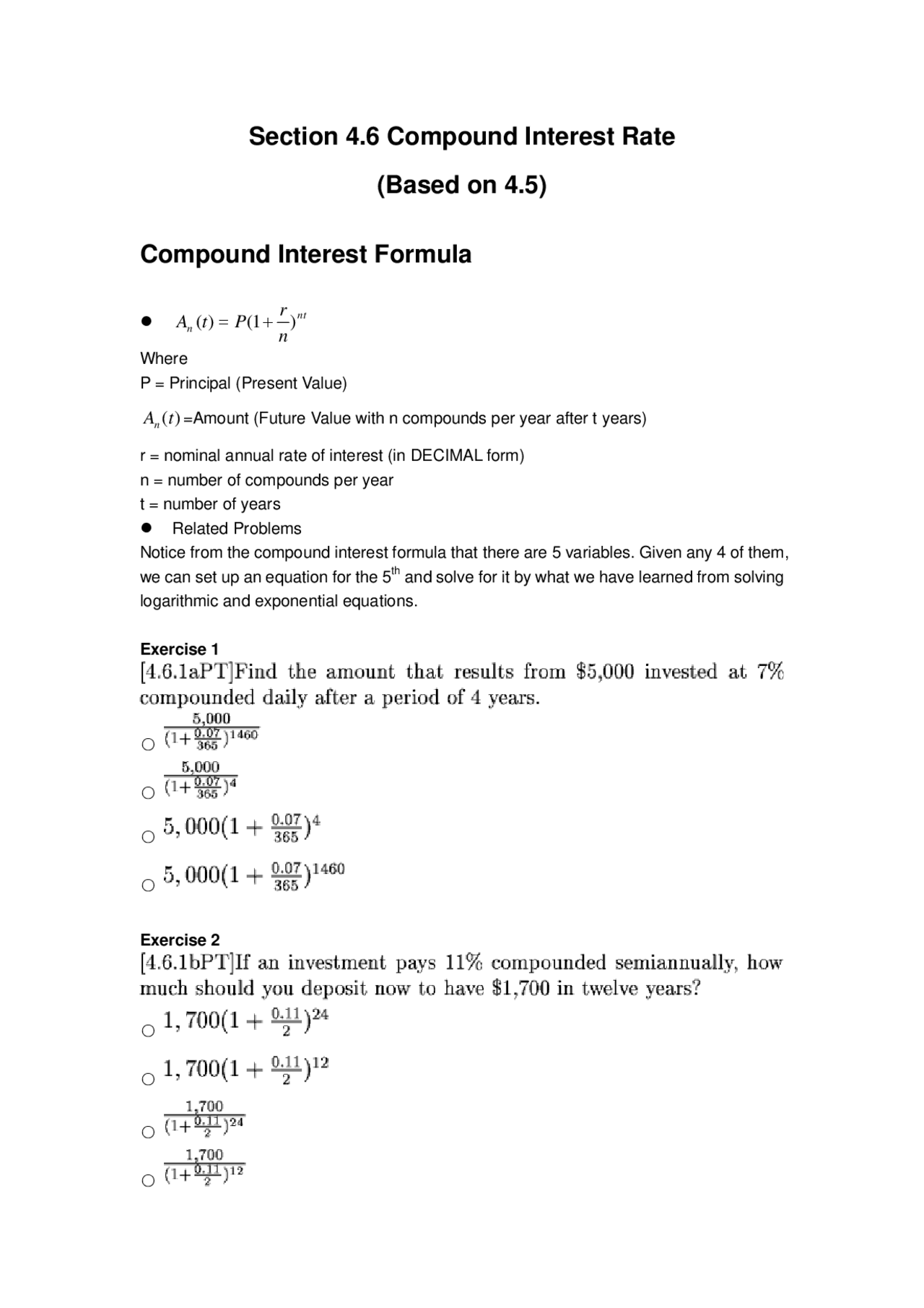 Compound Interest Rate and Formulae | Precalculus Algebra | MAC 1140 ...