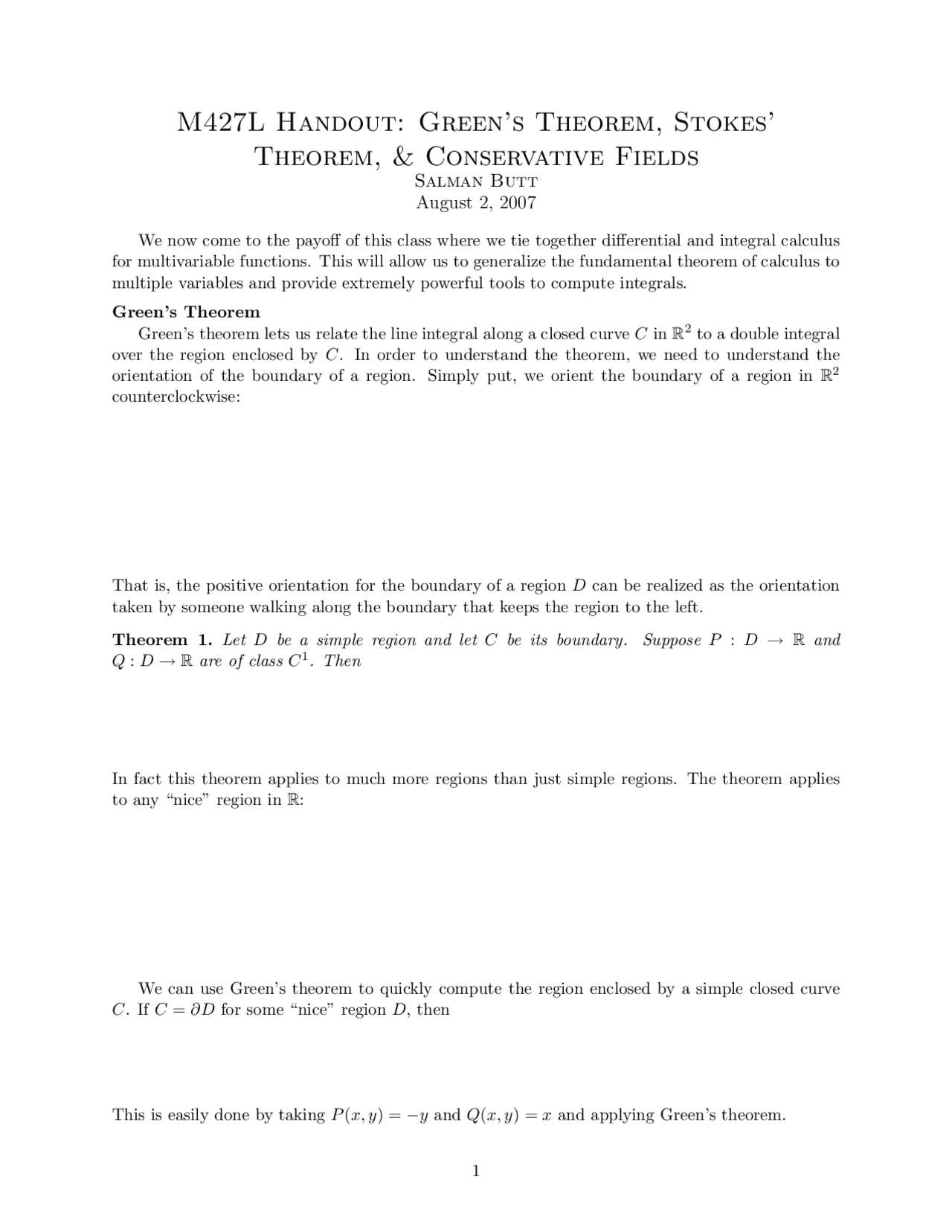Green's Theorem, Stokes' Theorem and Conservative Field - Calculus | M ...