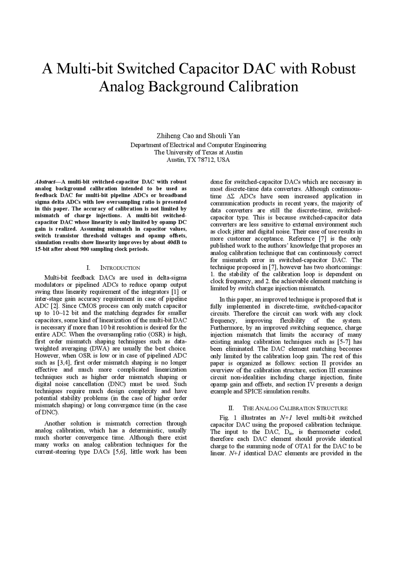 A Multi Bit Switched Capacitor Dac With Robust Analog Background
