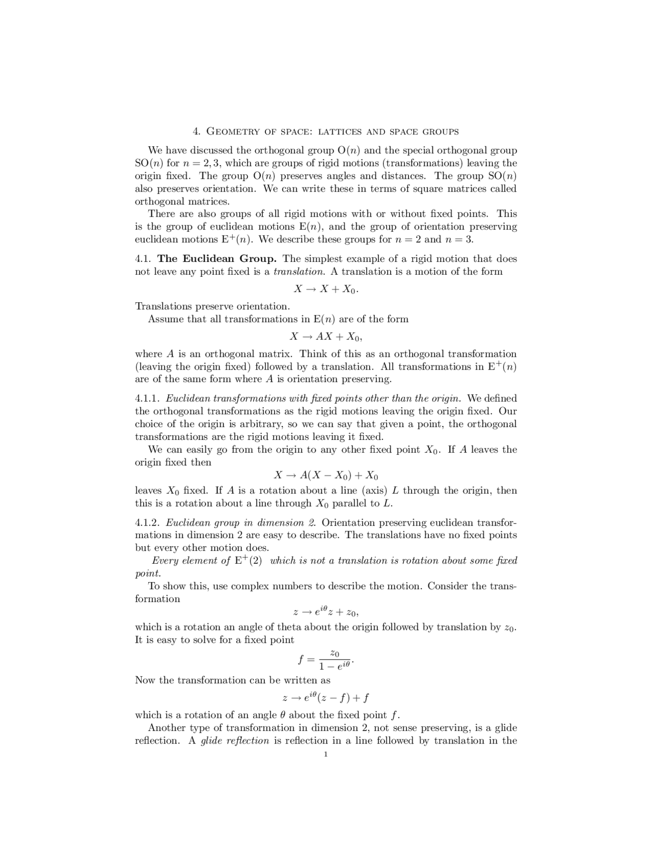 Notes On Geometry Of Space Lattices And Space Groups Map 5485 Docsity