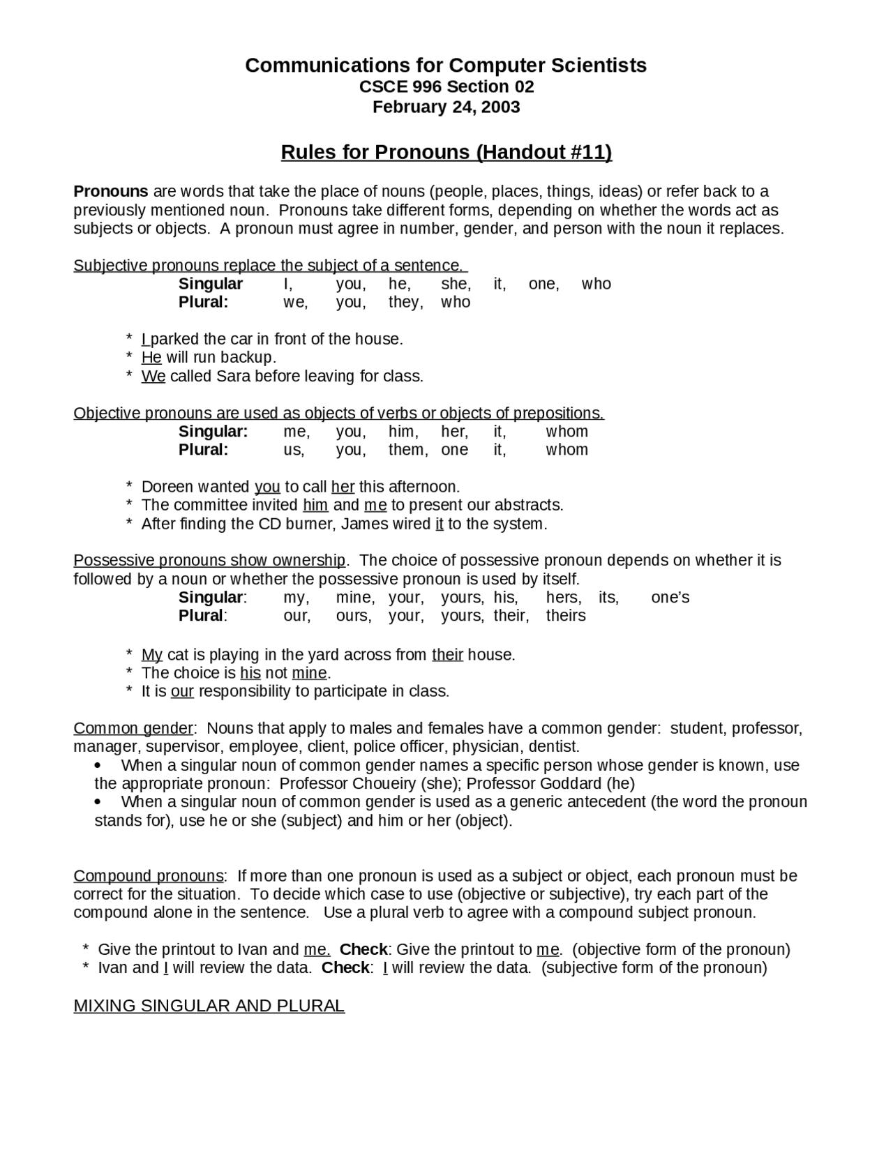 Review Sheet For Communication For Computer Scientists Csce 996 Docsity