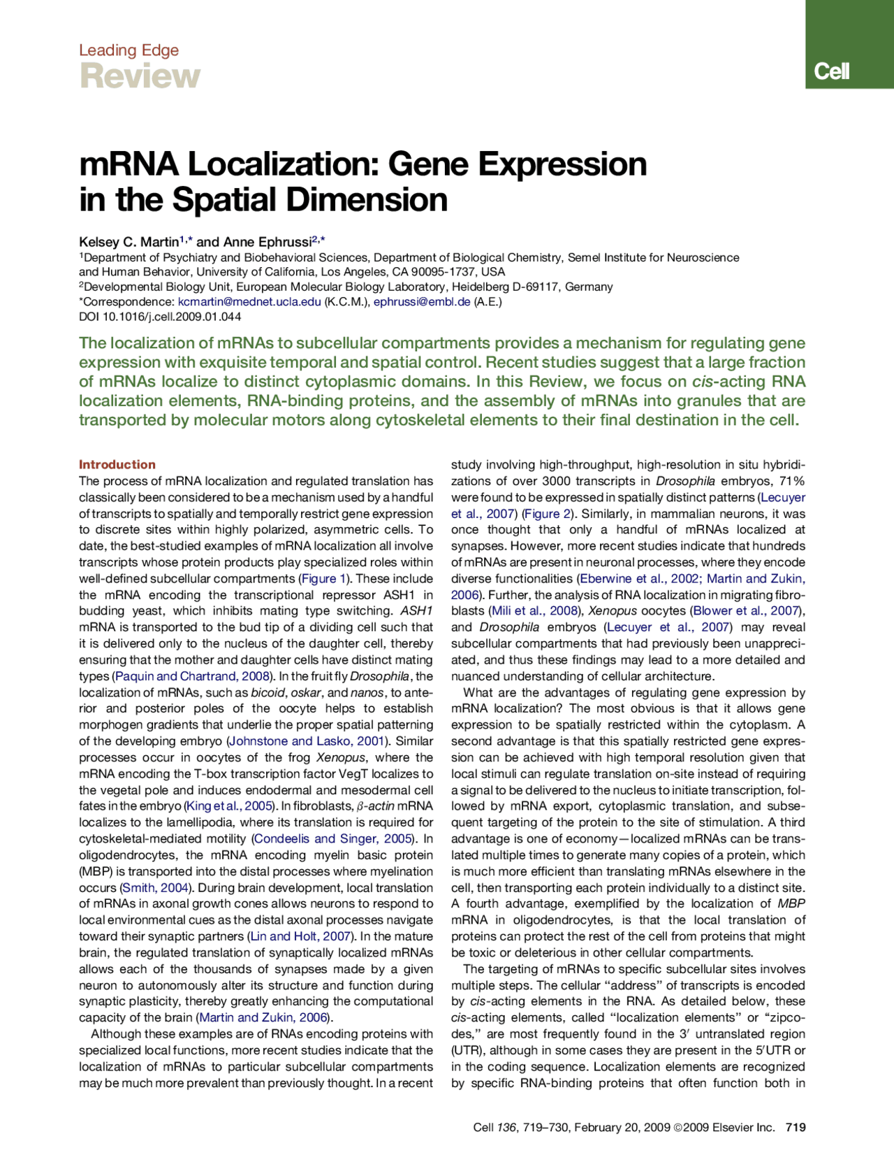 Mrna Localization Gene Expression In The Spatial Dimension J 395