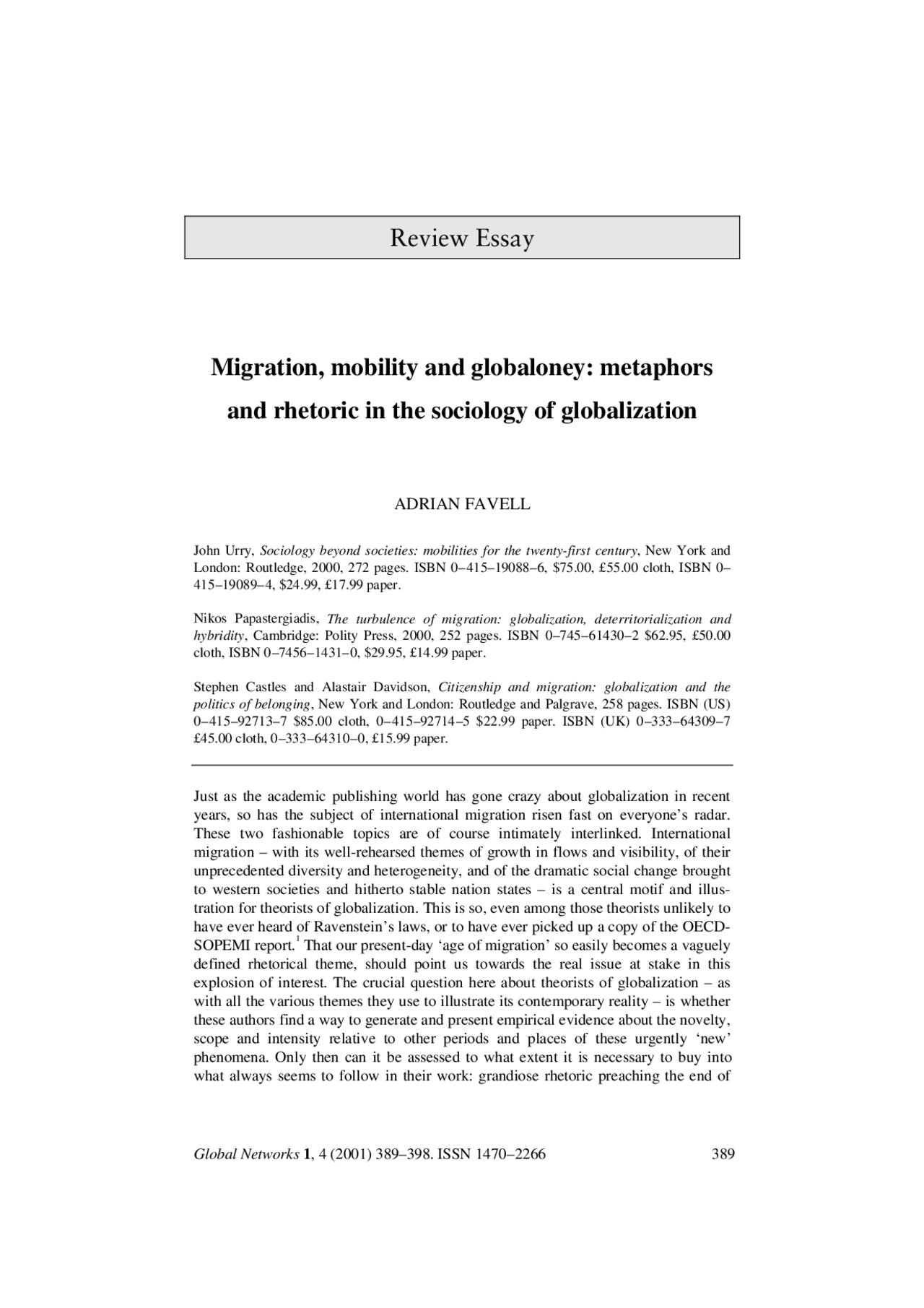 Migration, Mobility and Globaloney: Metaphors and Rhetoric in The ...