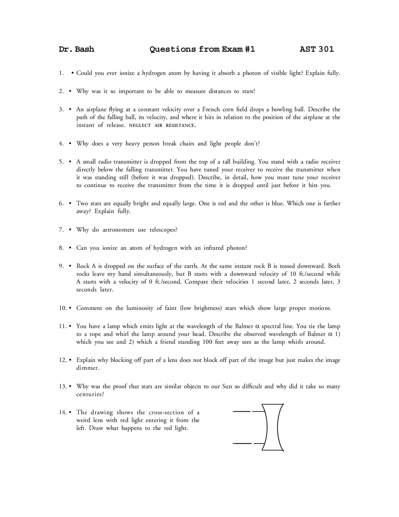 Questions From Exam 1 Introduction To Astronomy Ast 301 Docsity