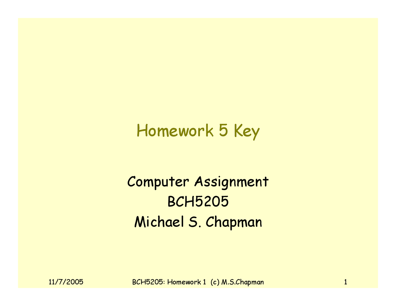 Homework 5 Structure And Function Of Enzymes Bch 5505 Docsity