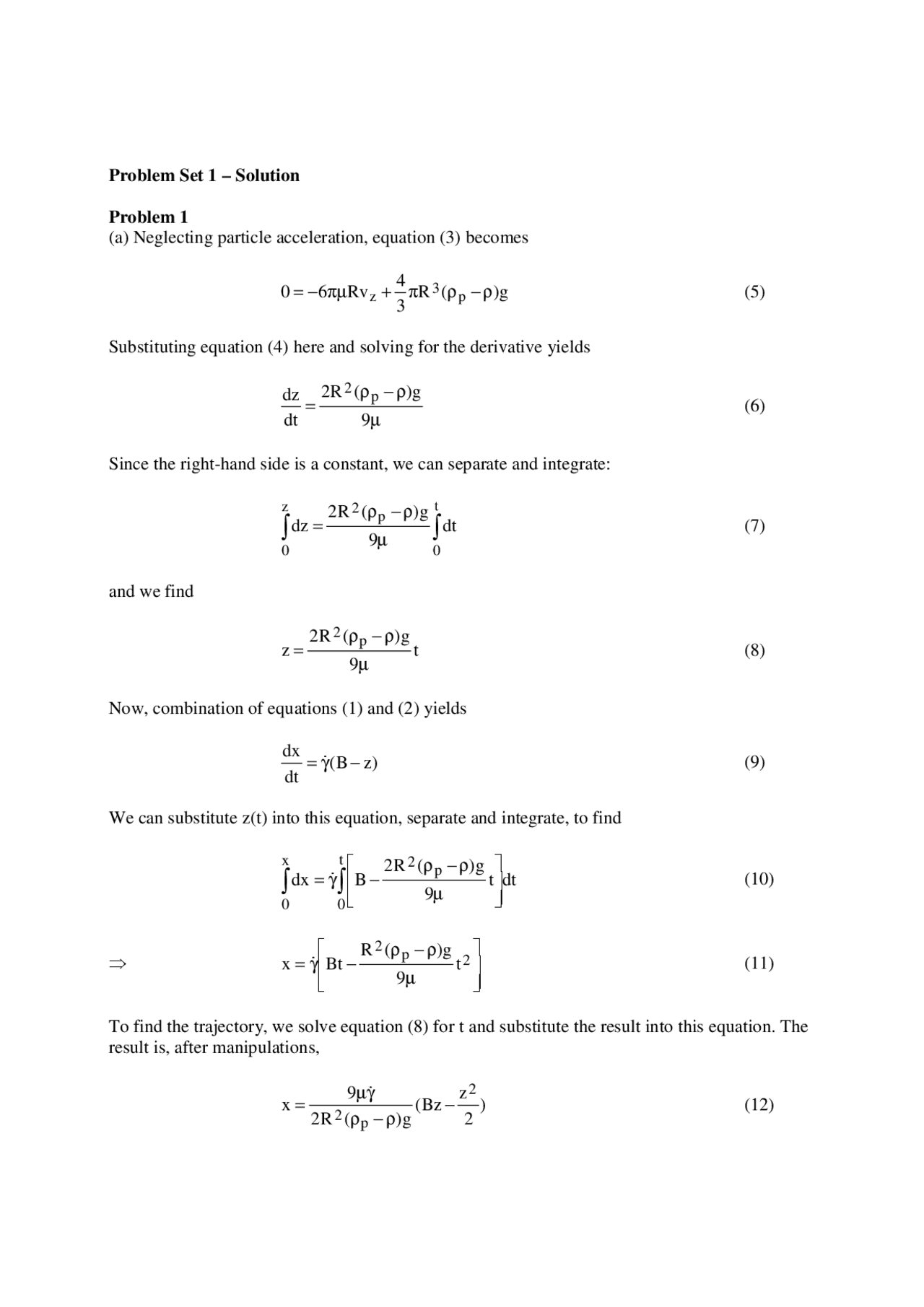 Assignment 1 With Solutions For Advanced Chemical Engineering Analysis