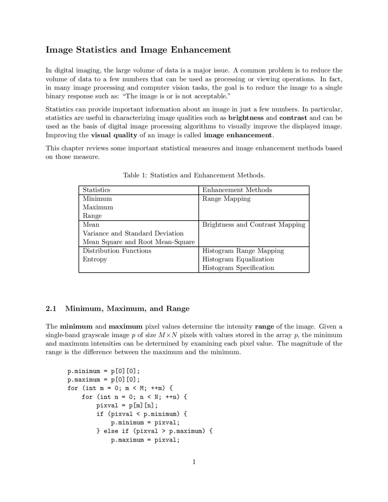 Notes On Joint Statistics And Image Enhancement Csce 472 Docsity