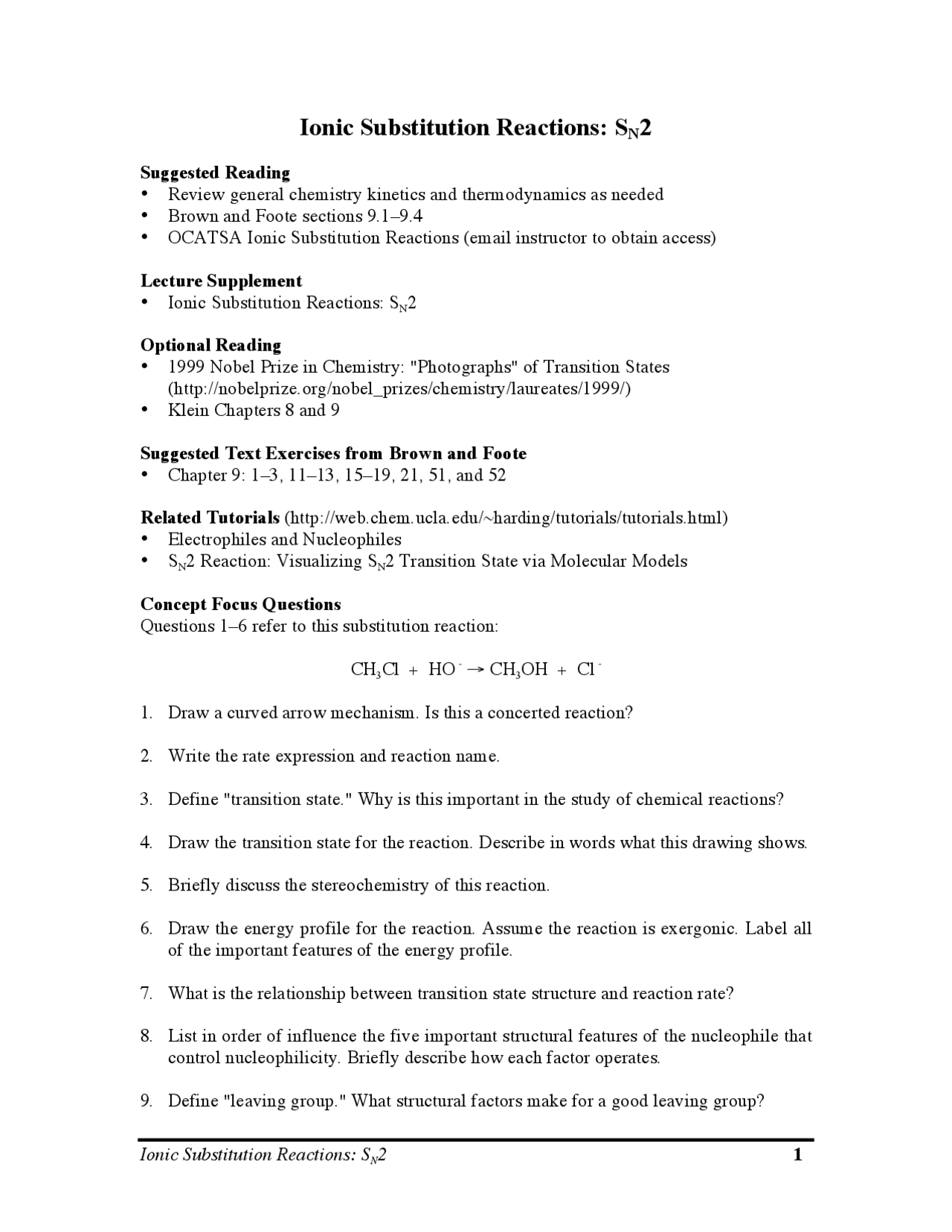 34 Questions of Ionic Substitution Reactions - Organic Chemistry | CHEM ...