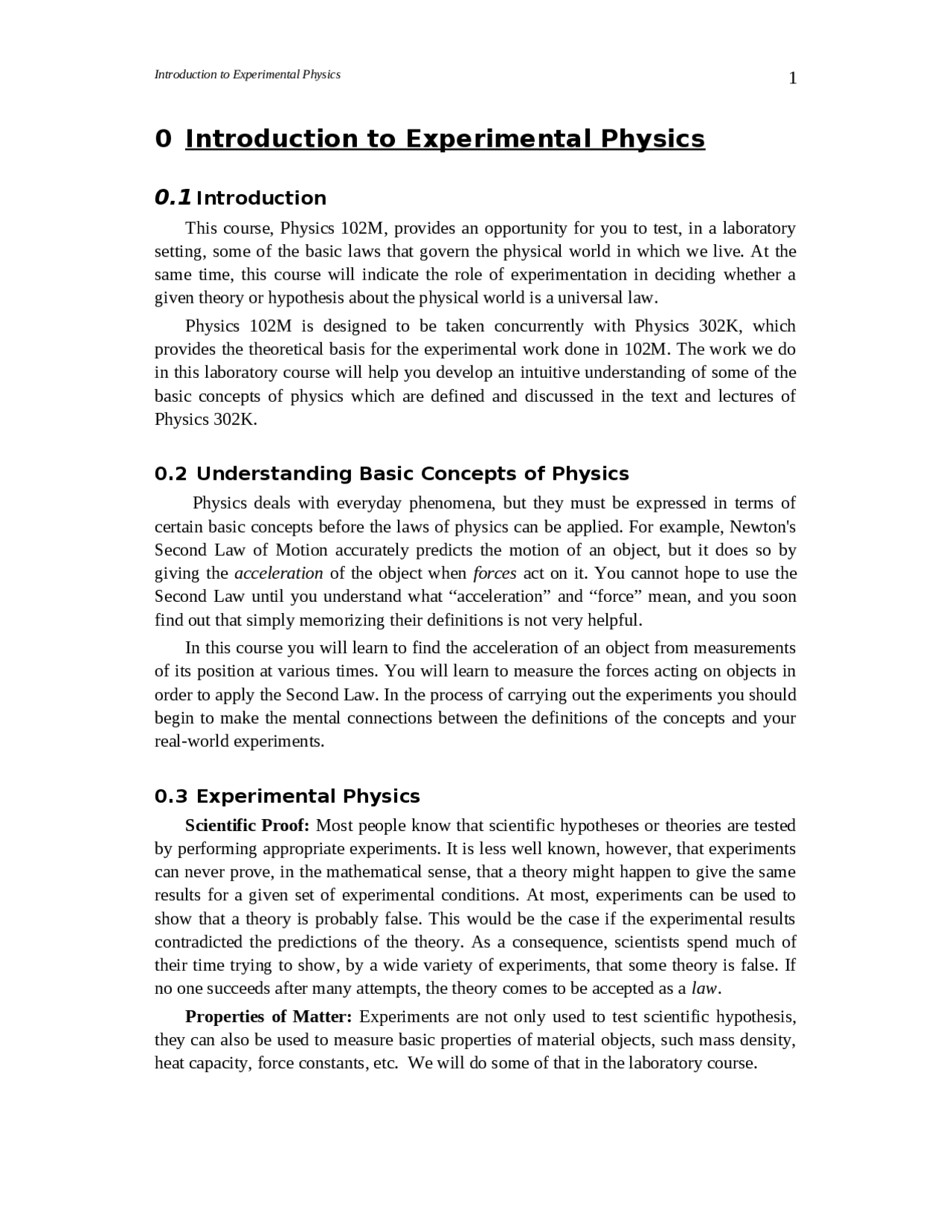 Introduction to Experimental Physics - Final Review Notes | PHY 102M ...