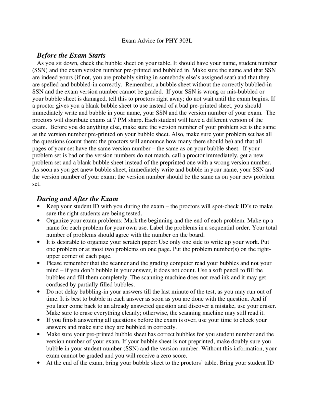 Sample Questions For Exam Advice Engineering Physics Ii Phy 303l