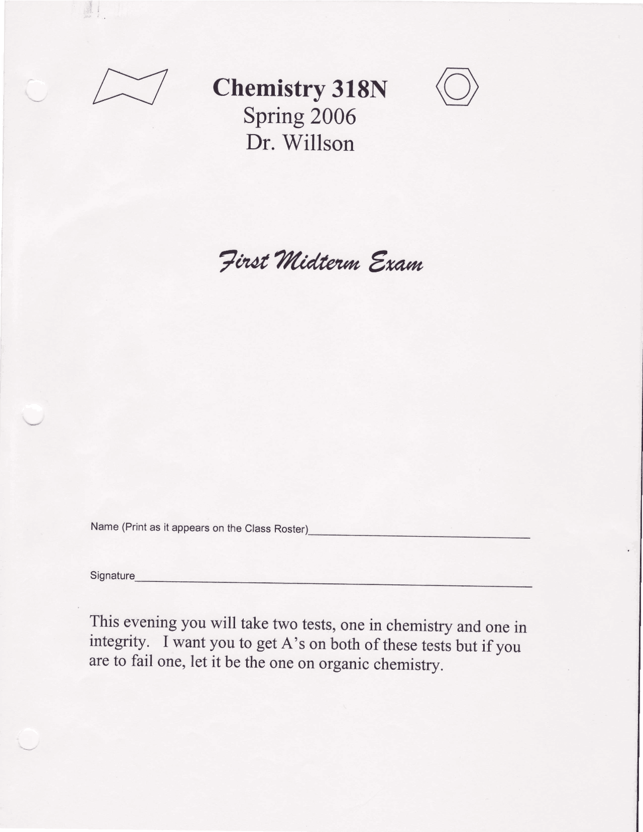 First Midterm Exam Problems Organic Chemistry Ii Ch 318n Docsity
