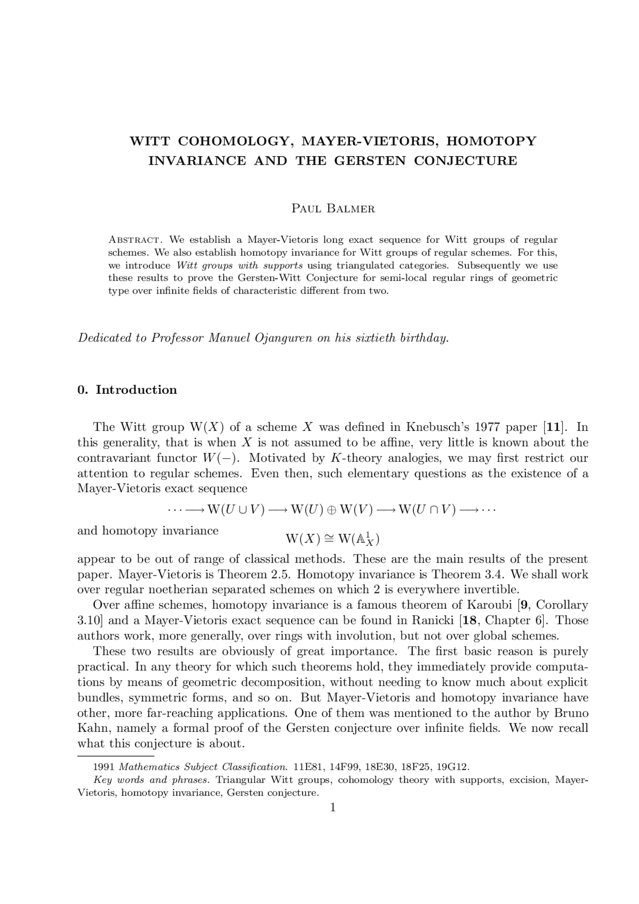 Triangular Witt Groups: Long Exact Sequence and Homotopy Invariance ...