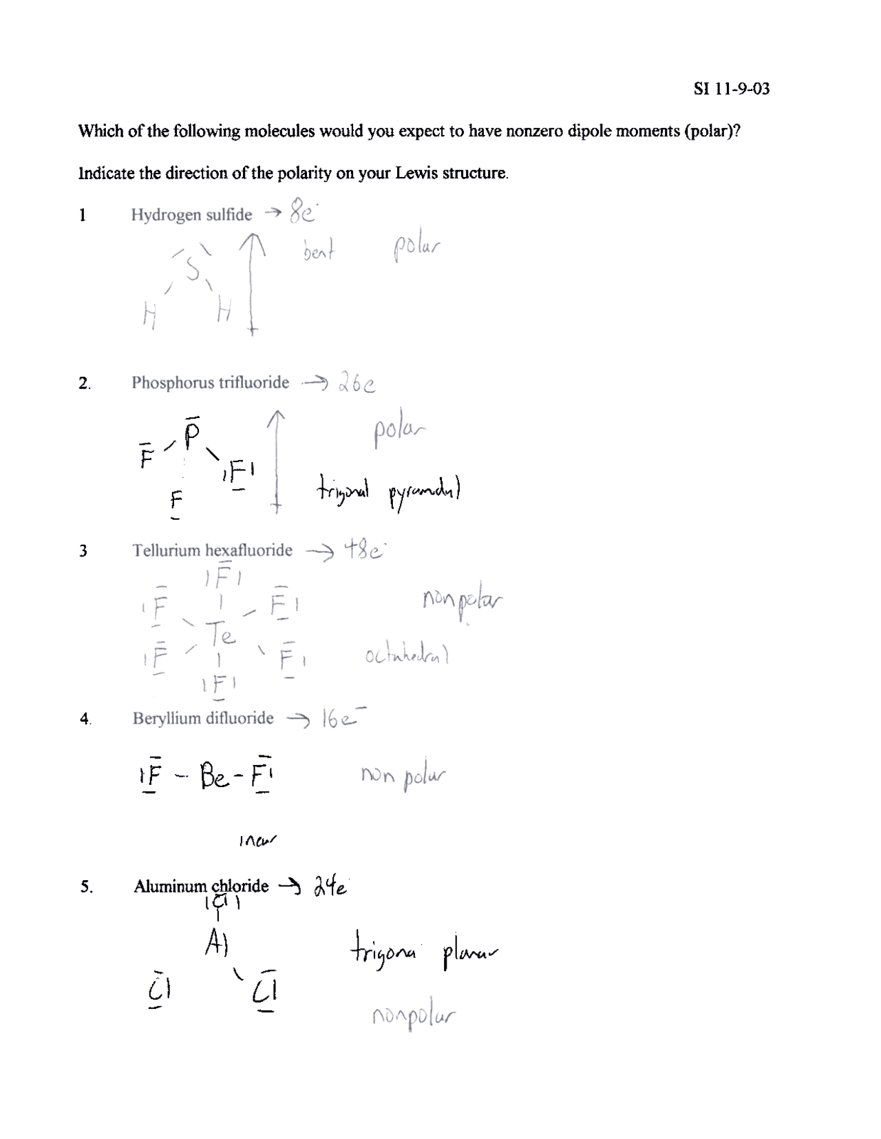 Solutions Of 10 Questions On Introductory Chemistry I Che 1101 Docsity