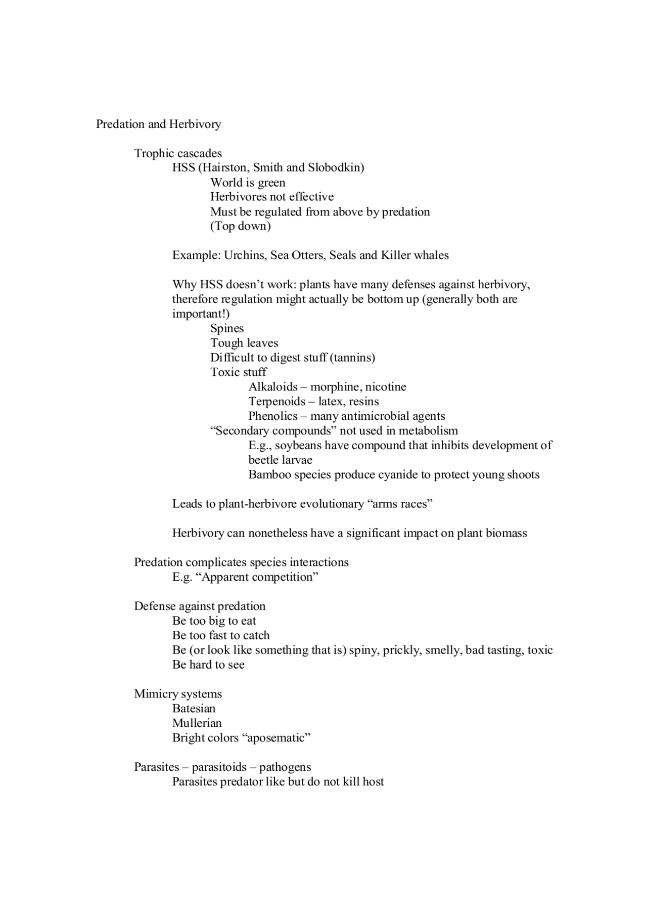 Notes On Predation And Herbivory Ecology Bio 373 Docsity