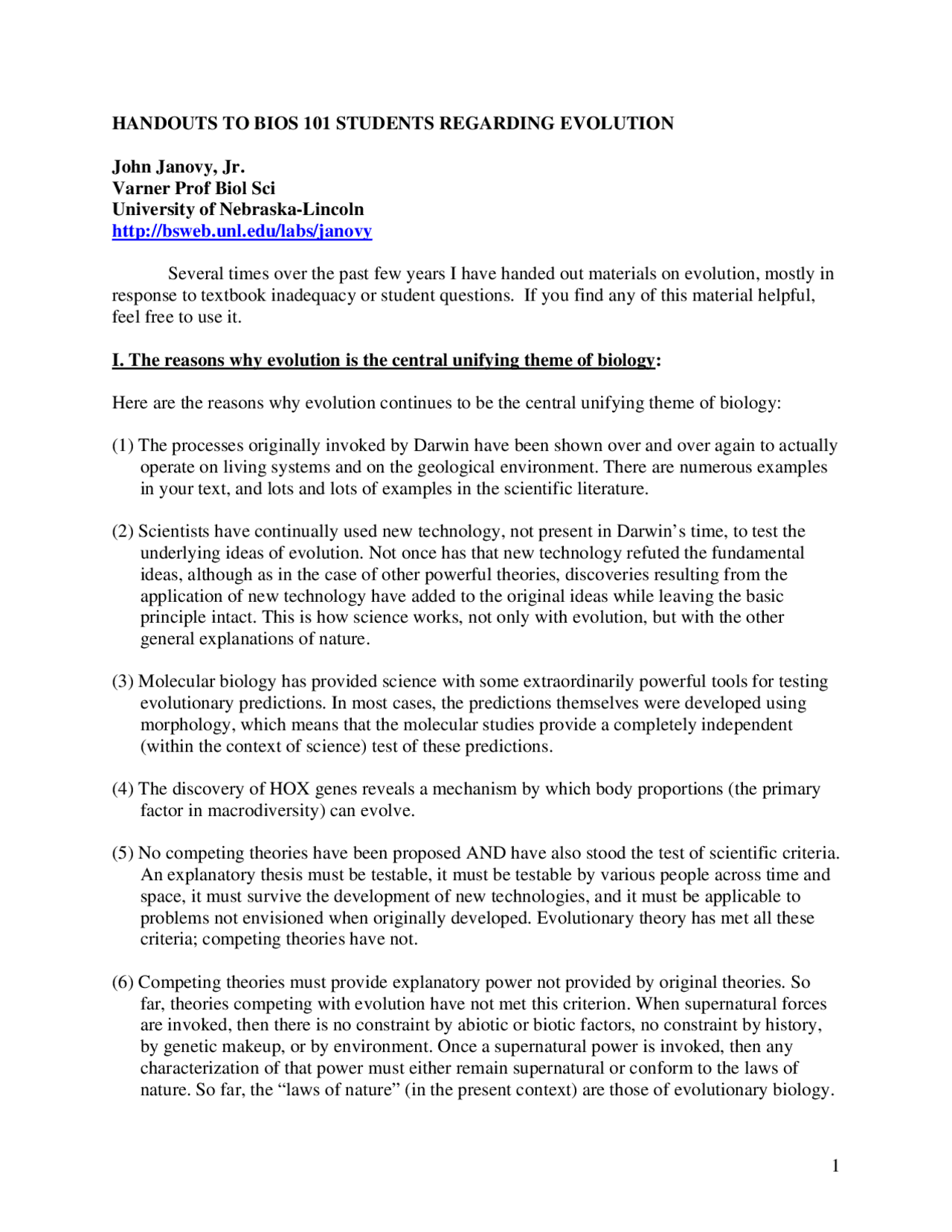 Evolution Handouts General Biology Bios 101 Docsity