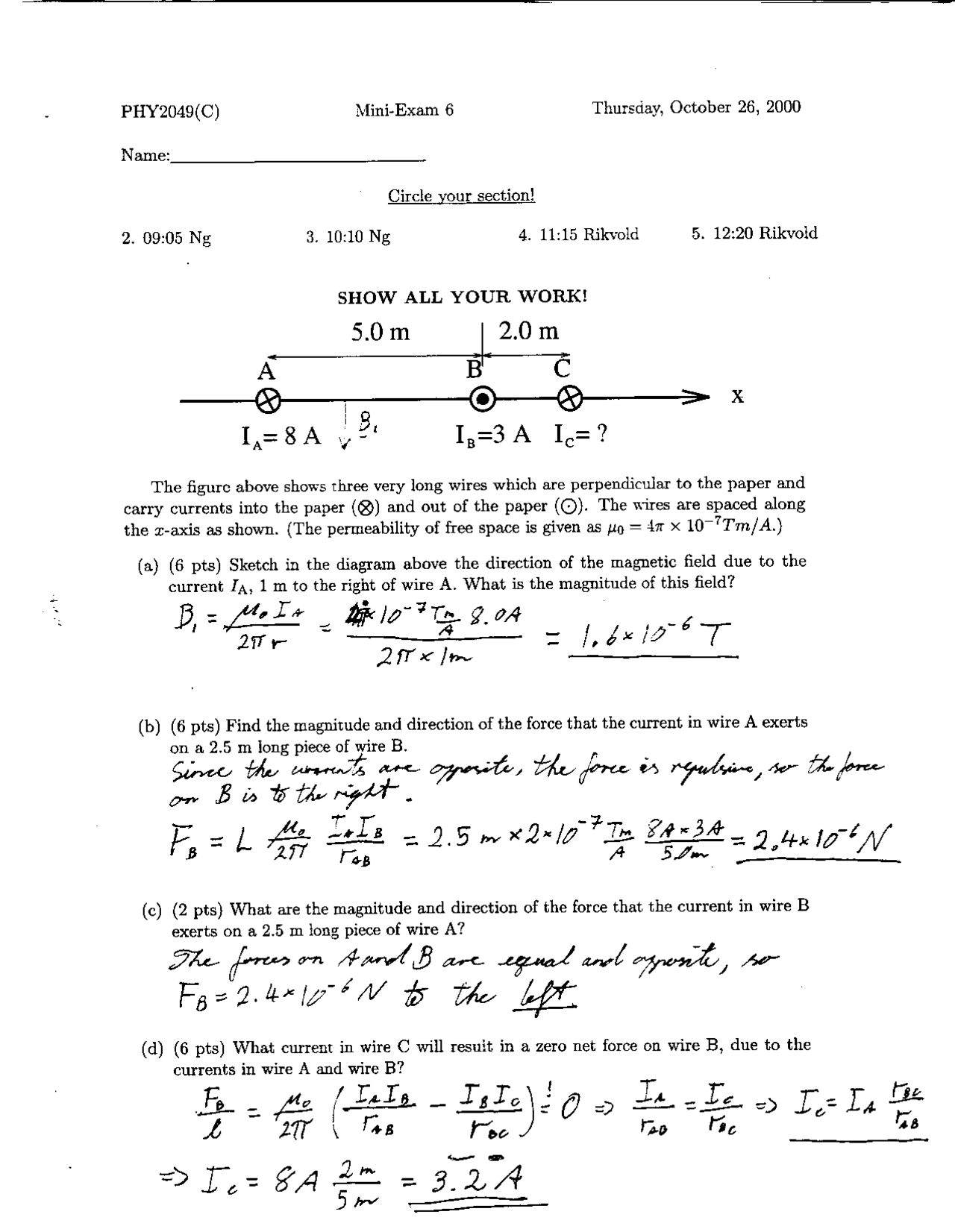 Mini Exam 6 | General Physics B | PHY 2049C - Docsity