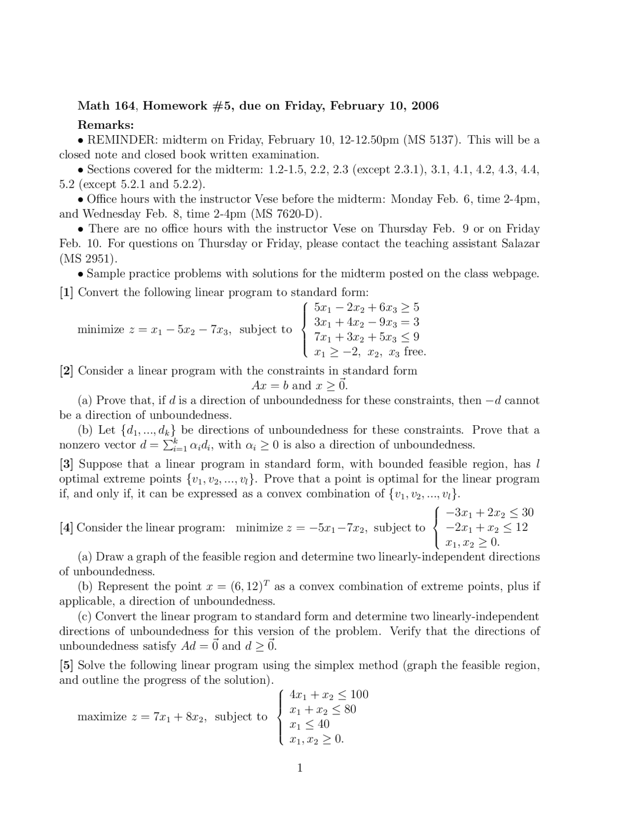 Homework 5 With 5 Practice Problems On Optimization Math 0164 Docsity