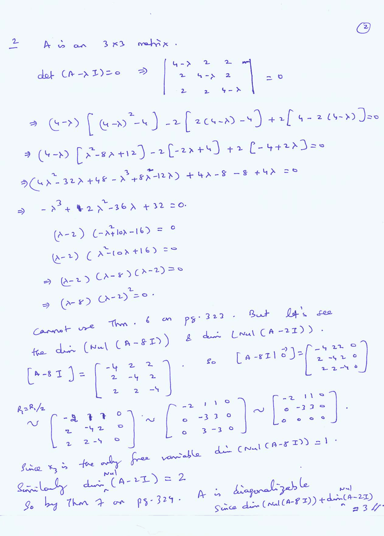 Handwritten Questions On Matrix Application Of Linear Algebra I Mas