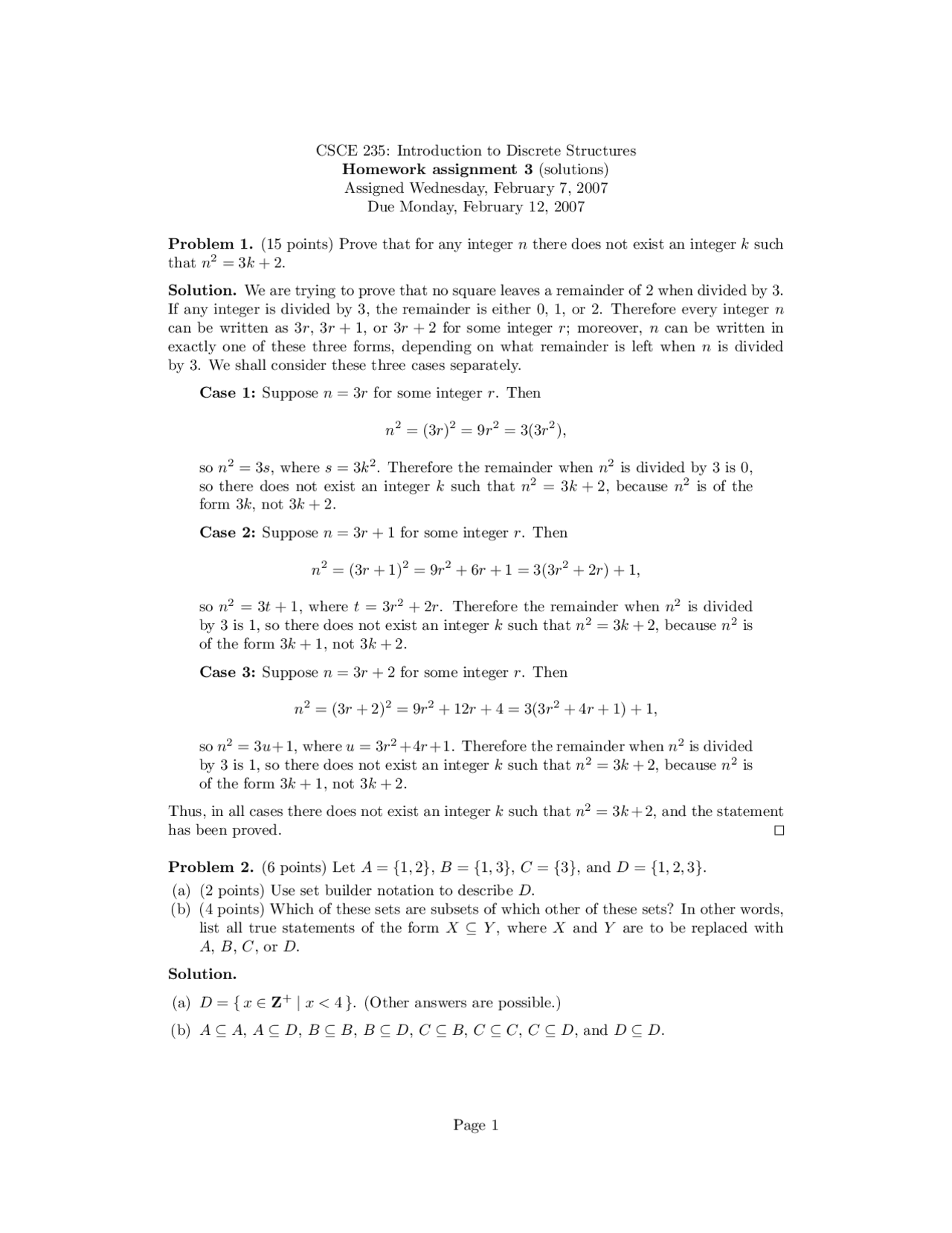 Solved Homework 3 Introduction To Discrete Structures Csce 235 5790