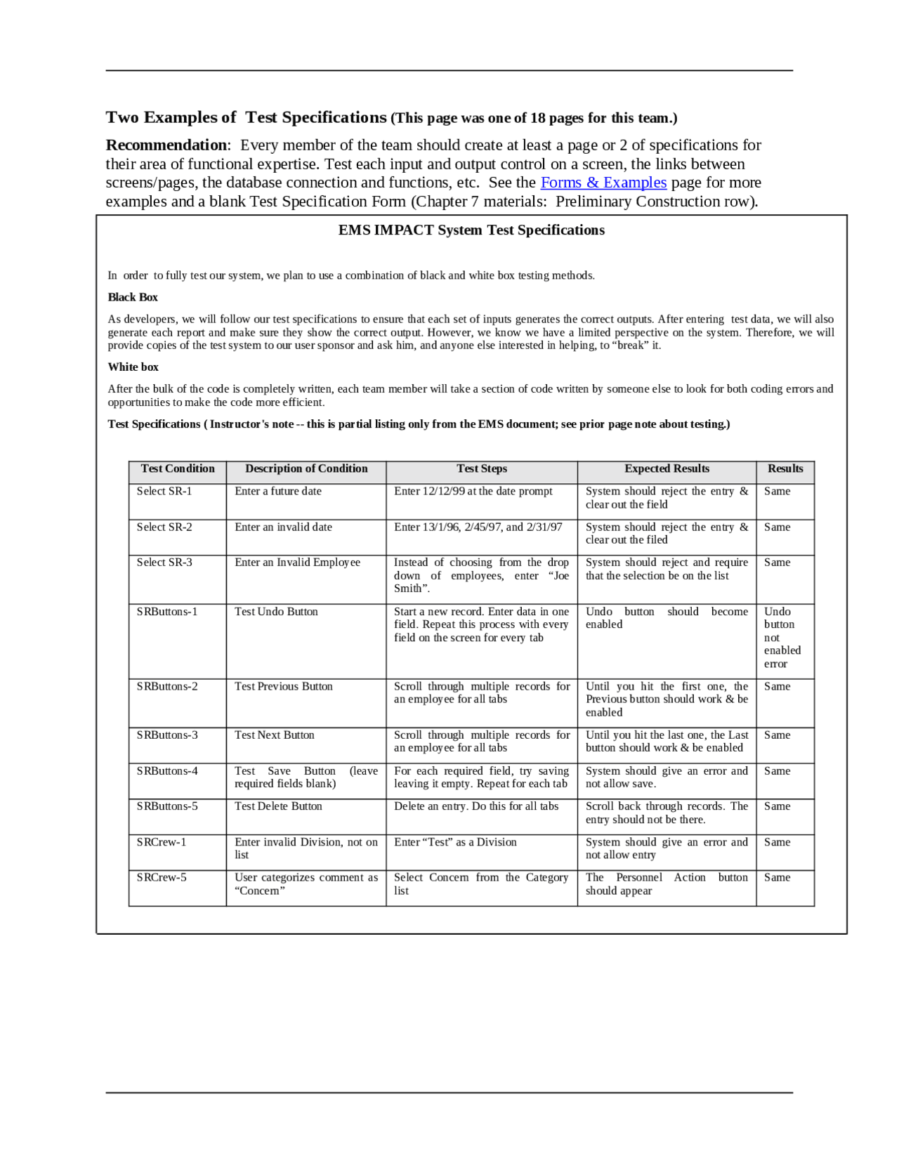 Two Examples of Test Specifications on Business System Development ...