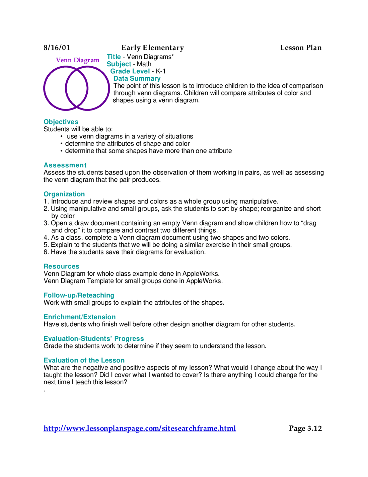 Venn Diagrams* - Lesson Plan - Literature for Latino Bilingual Children ...