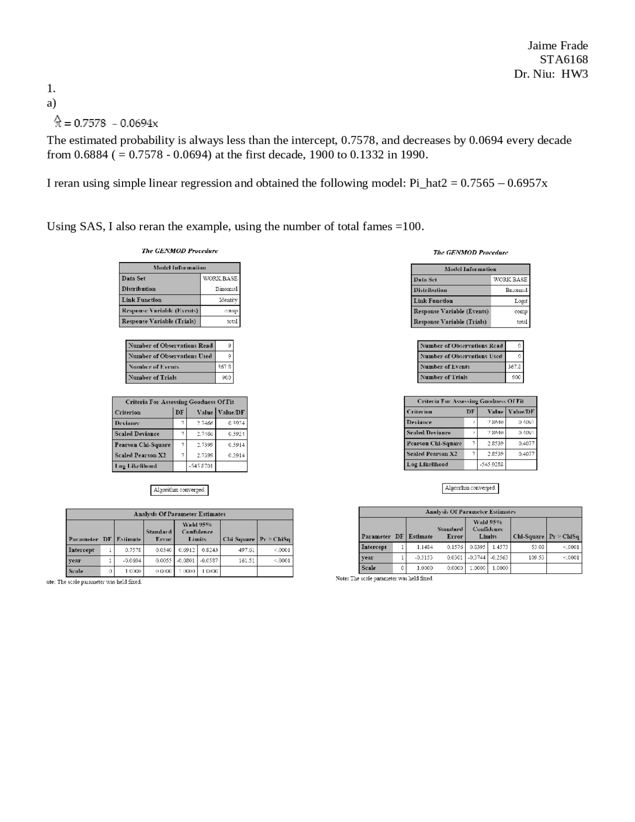 Assignment 3 On Statistics In Applications Iii Sta 5168 Docsity