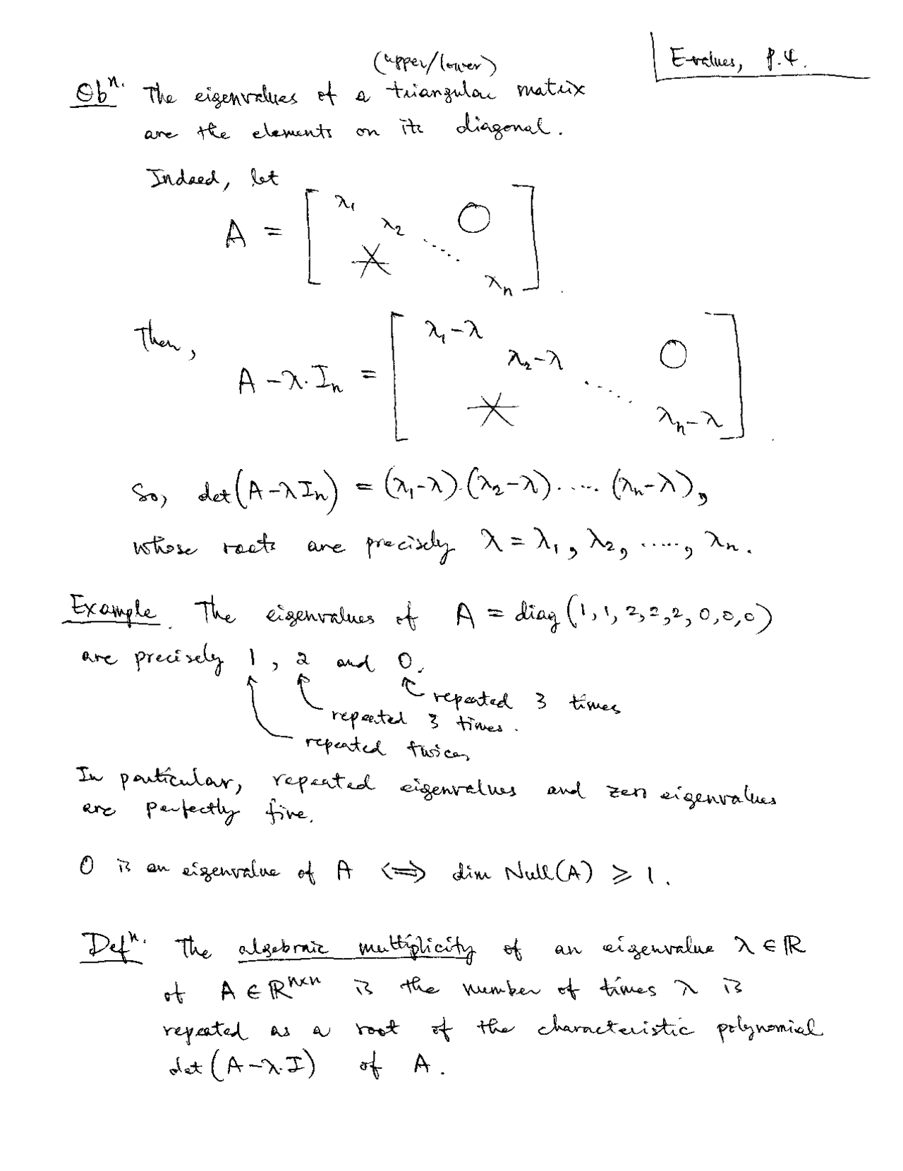 Notes On Triangular Matrix In Matrices Calculations M 340l Docsity