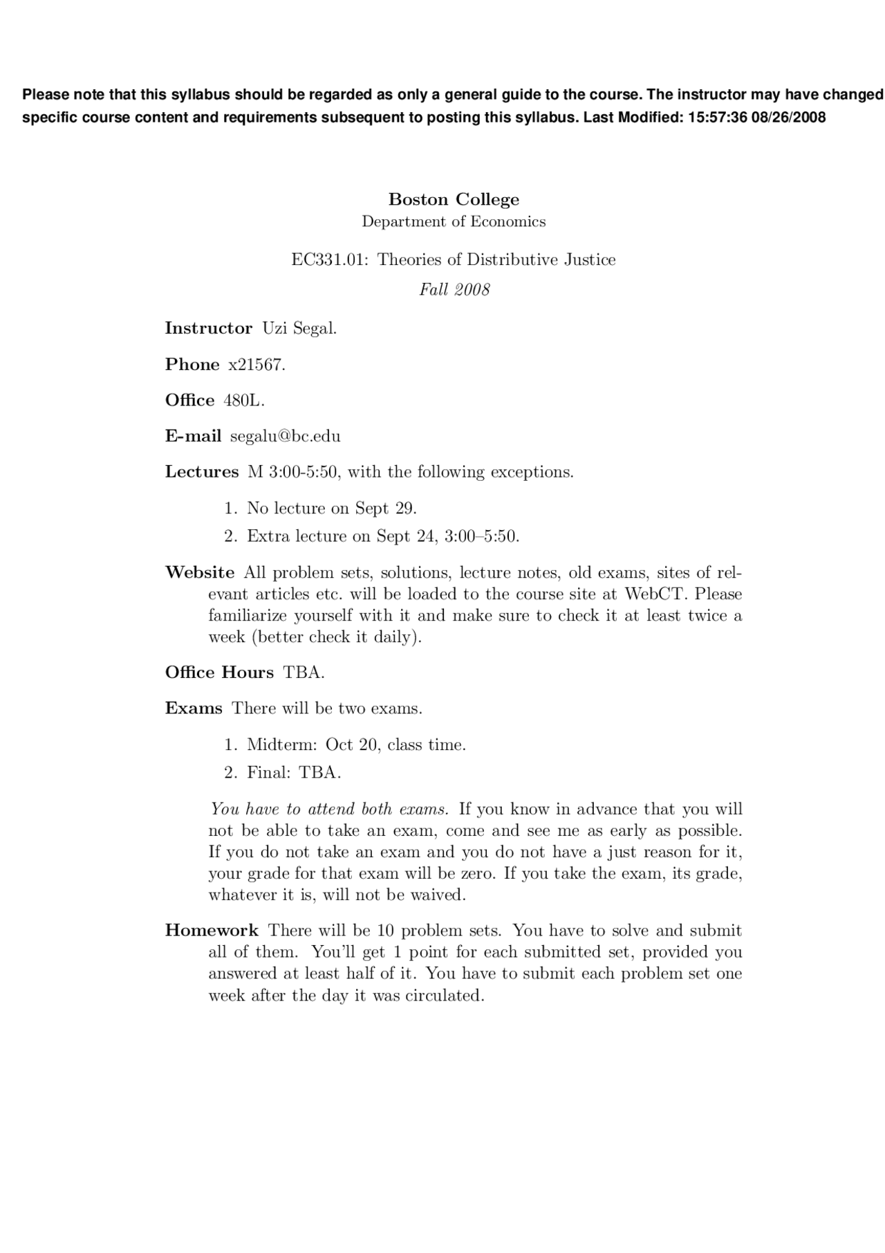 Syllabus Material Theories Of Distributive Justice Ec 331 Docsity