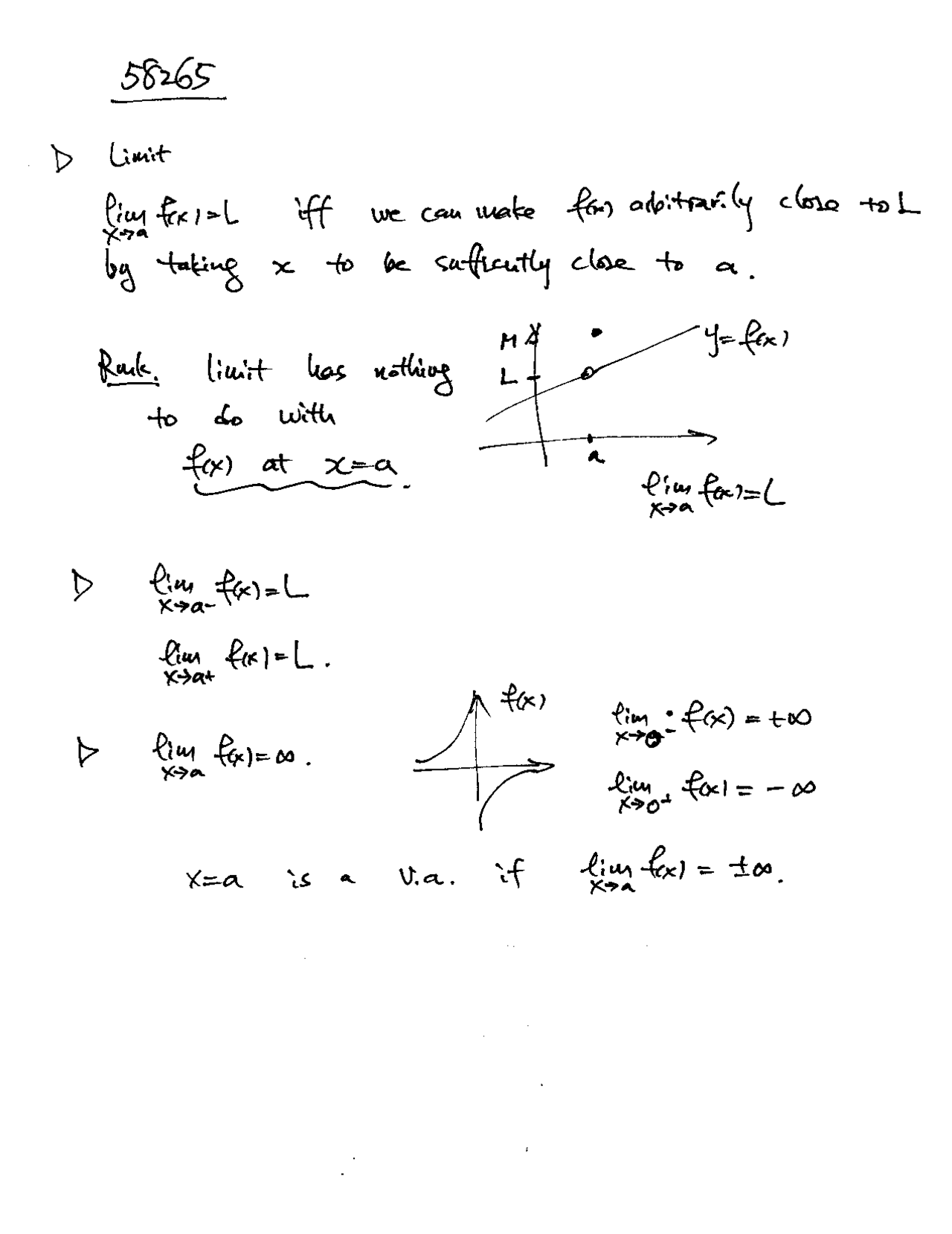 Handwritten Notes On Limits Derivatives Differential Calculus M