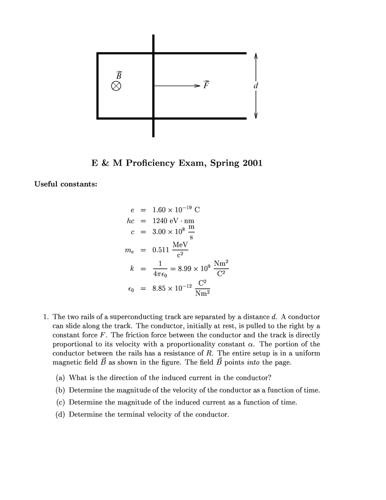 3 Problems In Examination On Introduction To General Physics Phy 6938