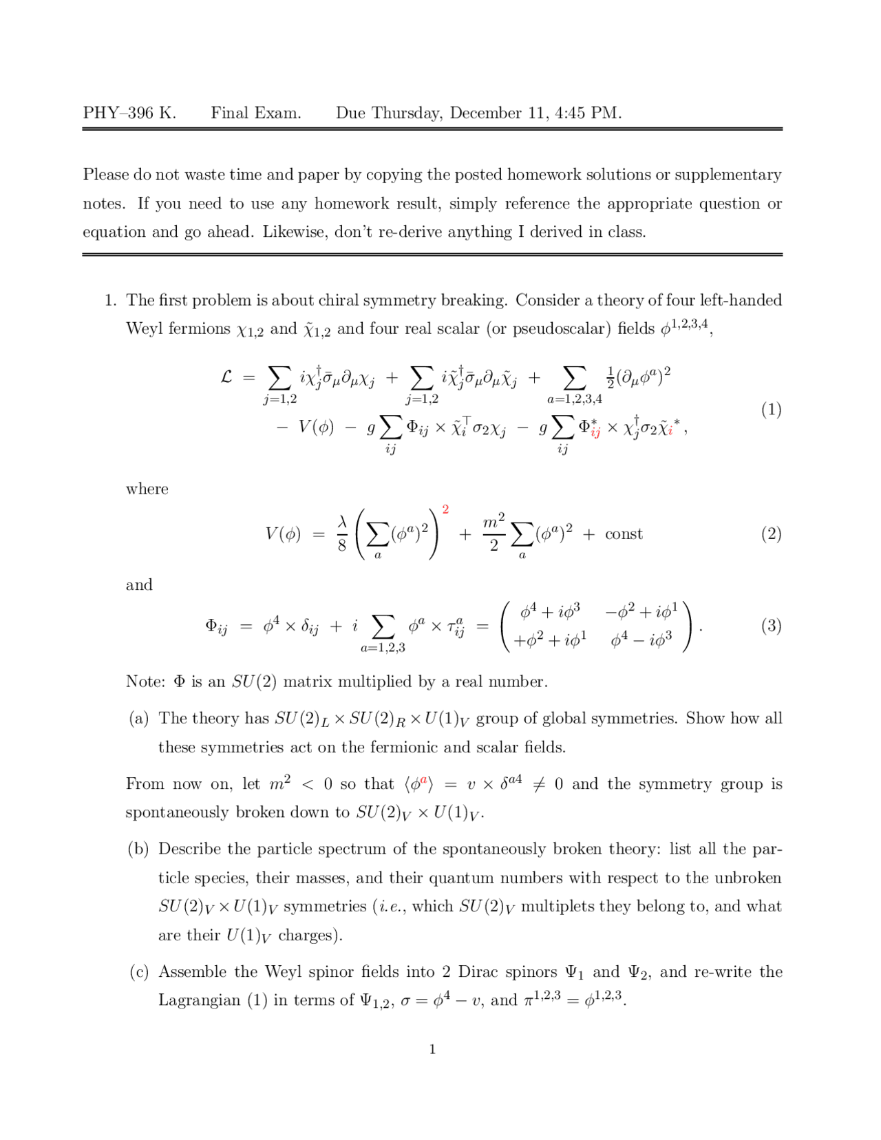 3 Solved Questions Of Quantum Field Theory L Final Exam Phy 396k