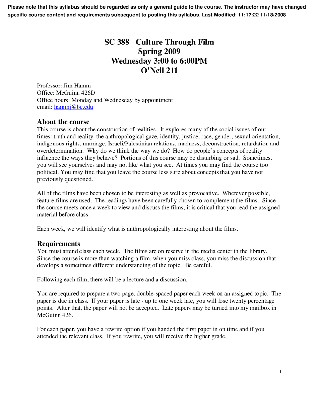 Culture Through Film - Review Sheet | SC 388 - Docsity