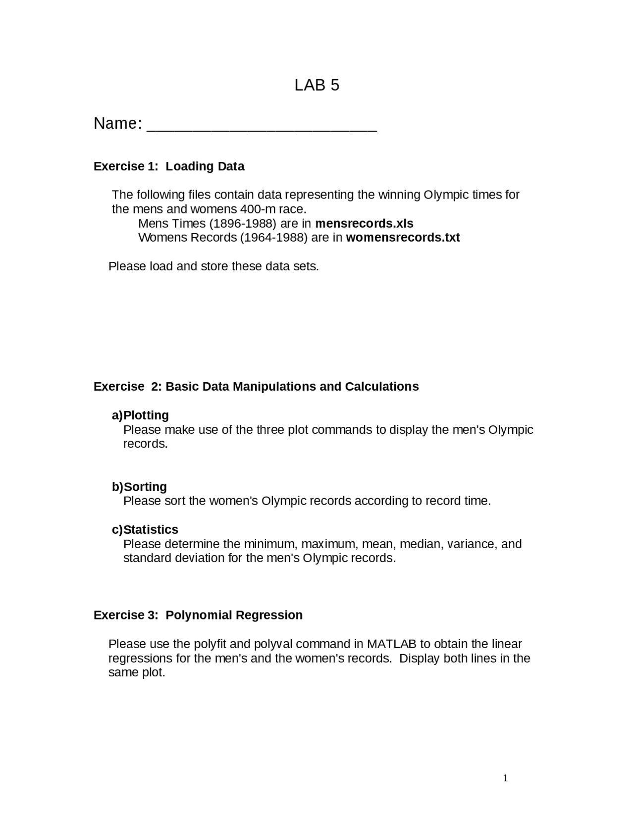 Sports Statistics and Regressions Lab | Lab Reports Linear Algebra | Docsity