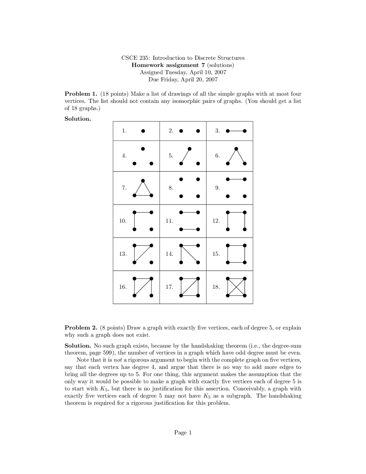 CSCE 235: Introduction to Discrete Structures - Homework Assignment 7 Solutions | Assignments ...