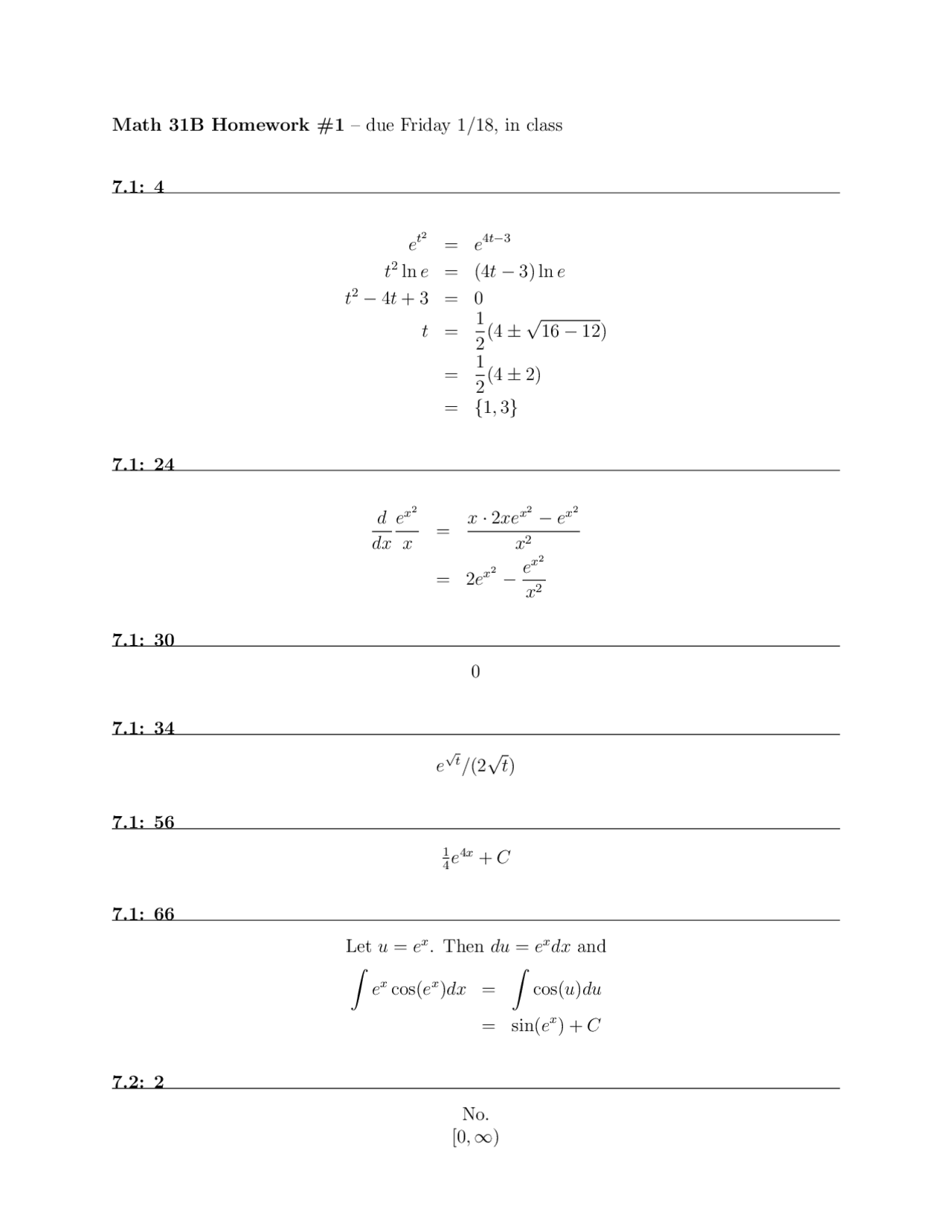 Assignment 1 Solved Questions Integration And Infinite Series Math