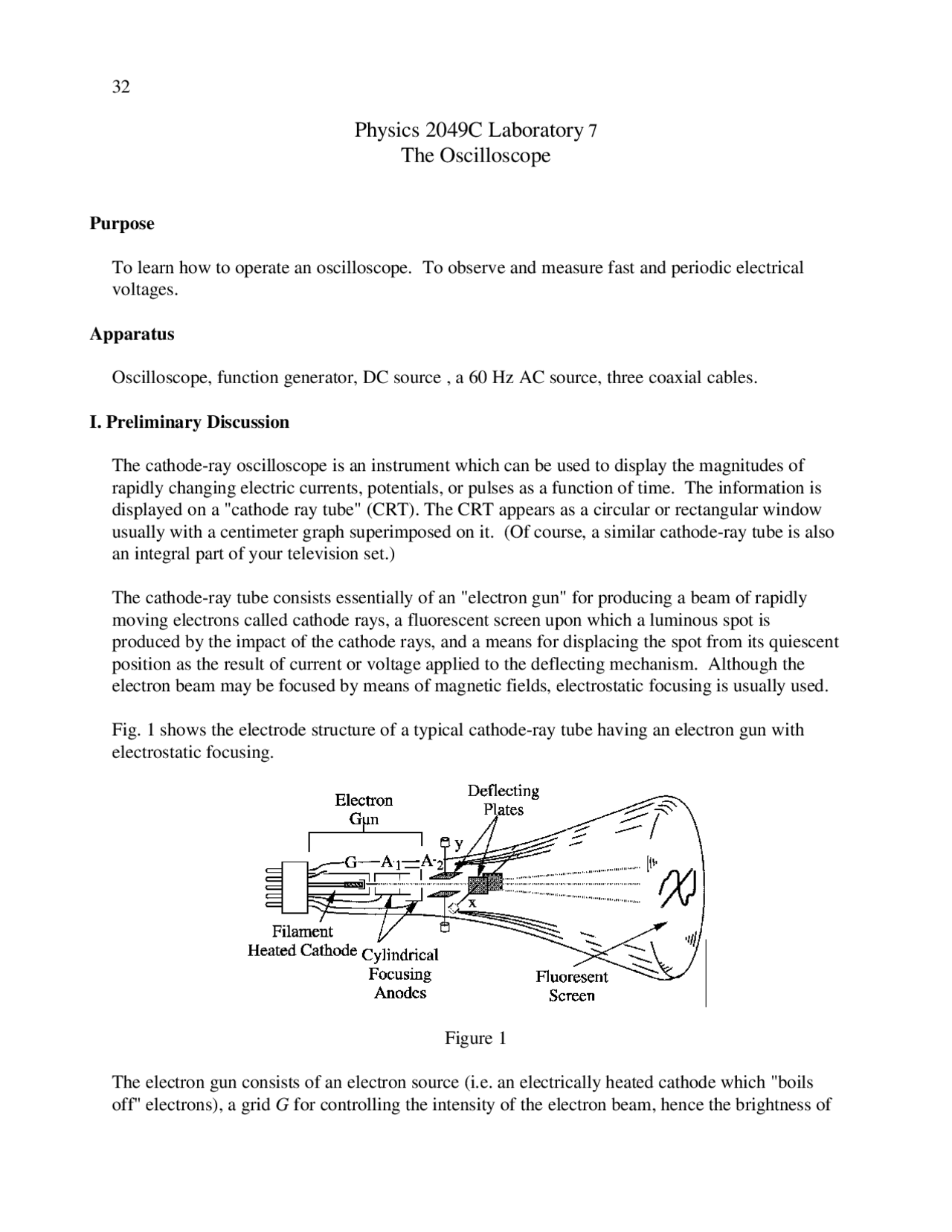 The Oscilloscope General Physics B Lab 7 Phy 2049c Docsity
