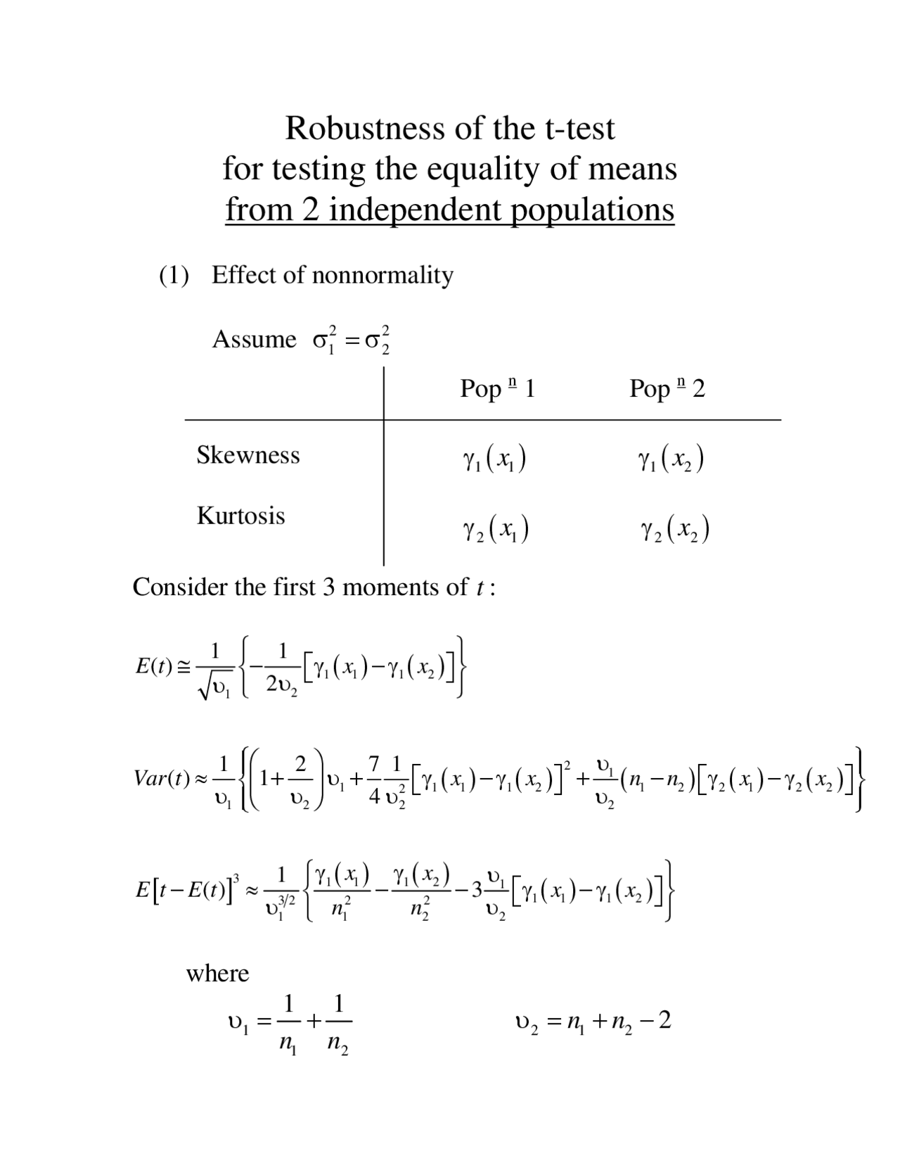 Robustness of t-test for Testing Equality of Means from 2 Independent ...