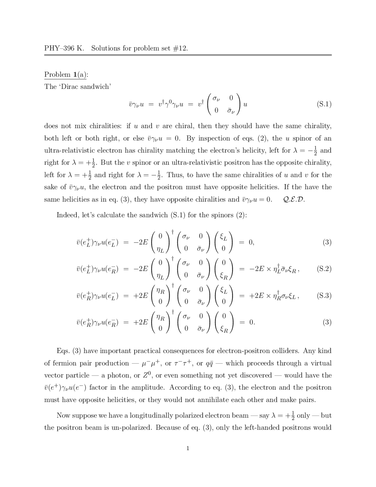 Solutions To Problems 12 Quantum Theory Phy 396k Docsity